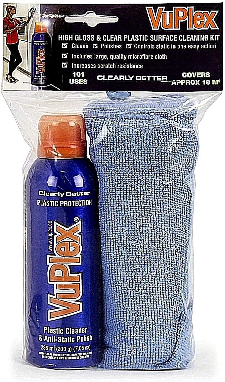 VuPlex Plastic Cleaner & Anti-Static Polish - 200g (235ml) + Free ...
