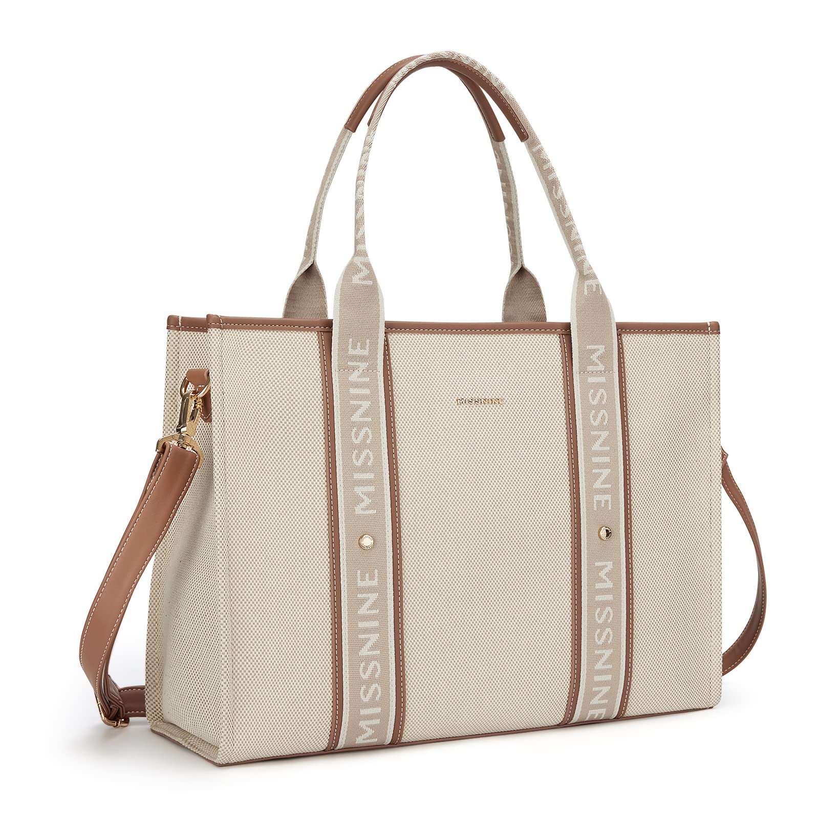 Missnine Tote Bag Canvas Laptop Bag 15.6 inch Briefcase for Women Large ...