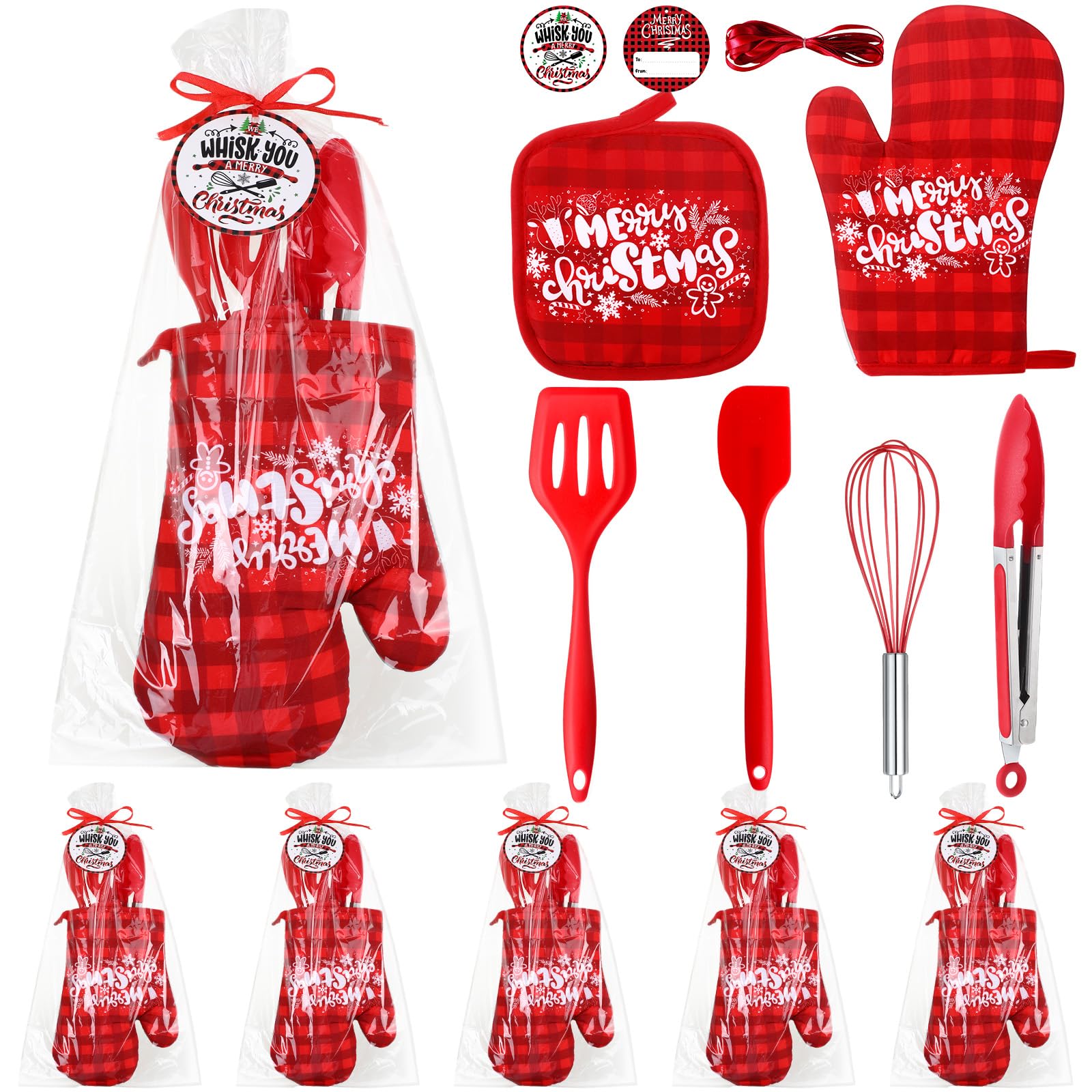 Funnymoom 42 Pcs Christmas Baking Set Merry Christmas Oven Mitt and Pot ...