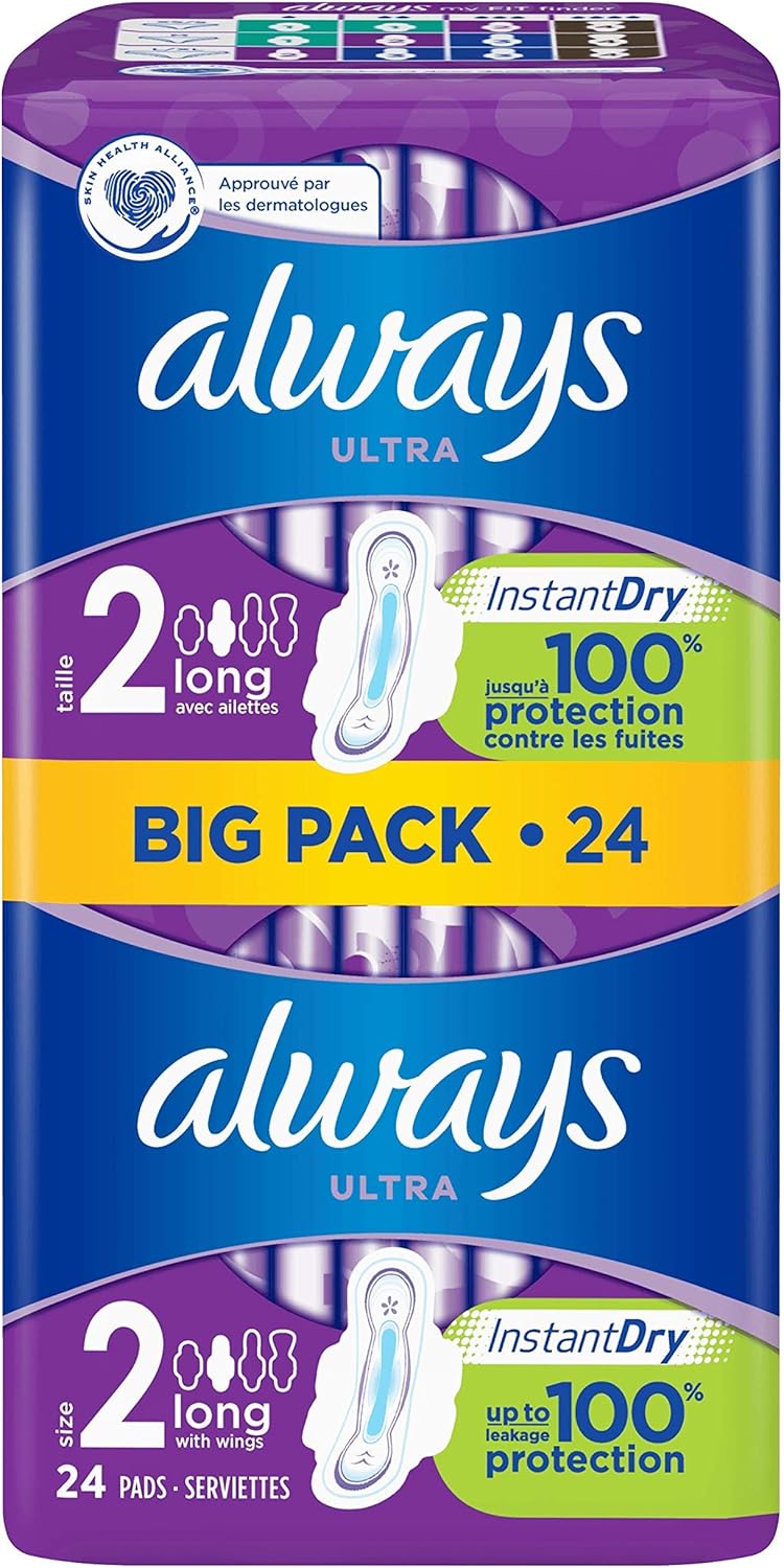 Always Ultra Long T2 Damenbinden mit Flügeln, 24 Stück: Amazon.de ...