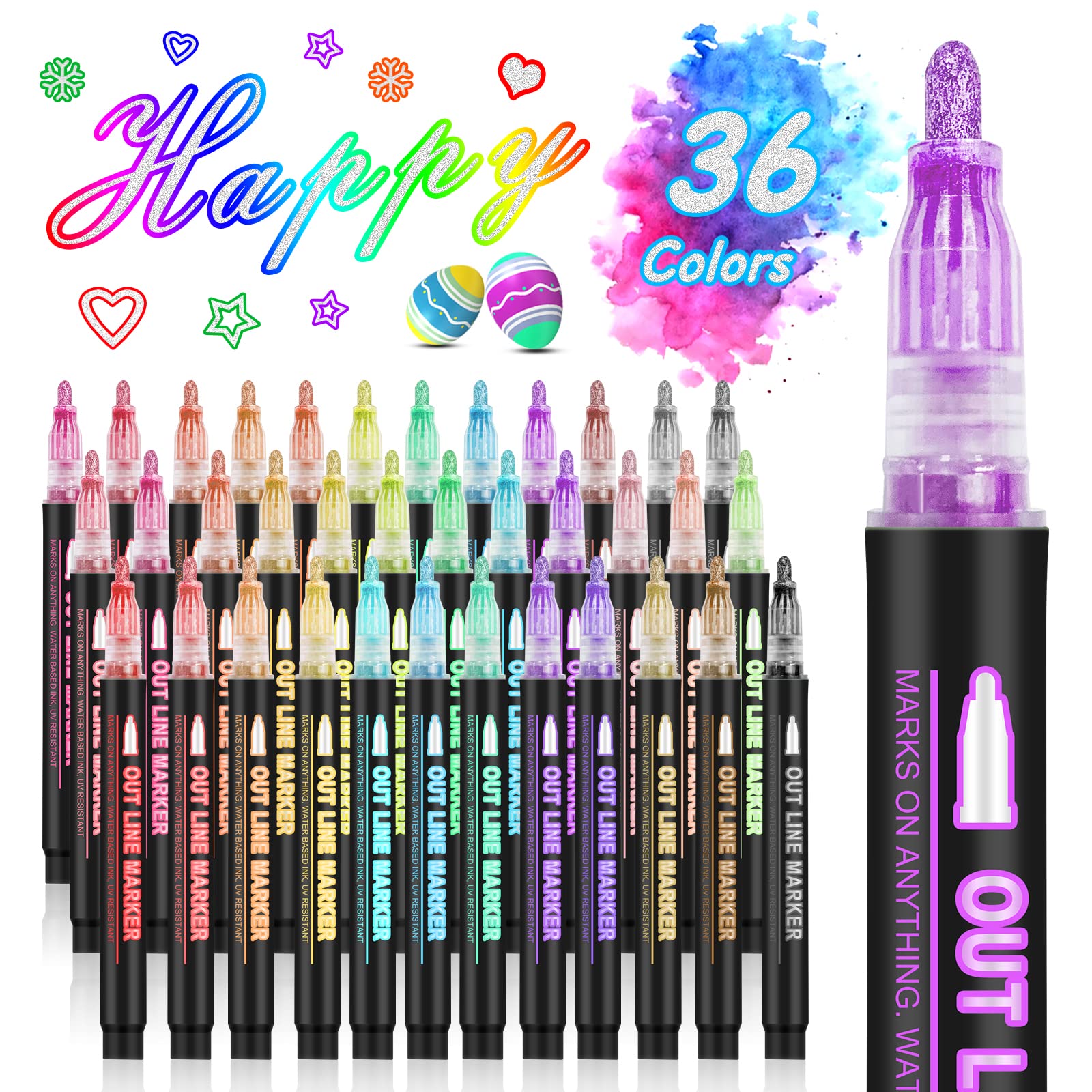 Mua Double Line Outline Markers, 36 Colors Super Squiggles Shimmer ...