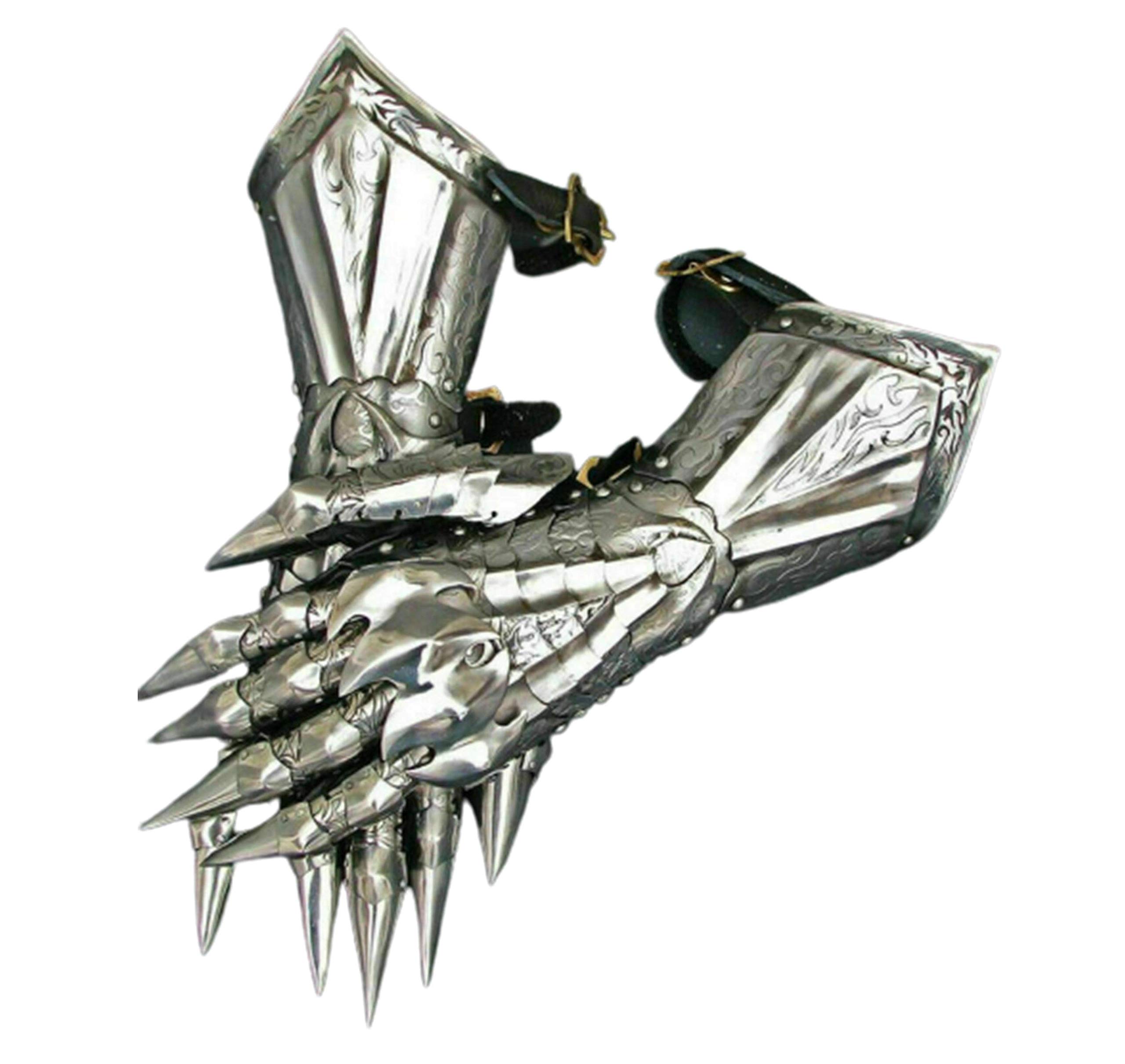 THOR INSTRUMENTS Medieval Gauntlet Gloves Pair Brass Accents Knight ...