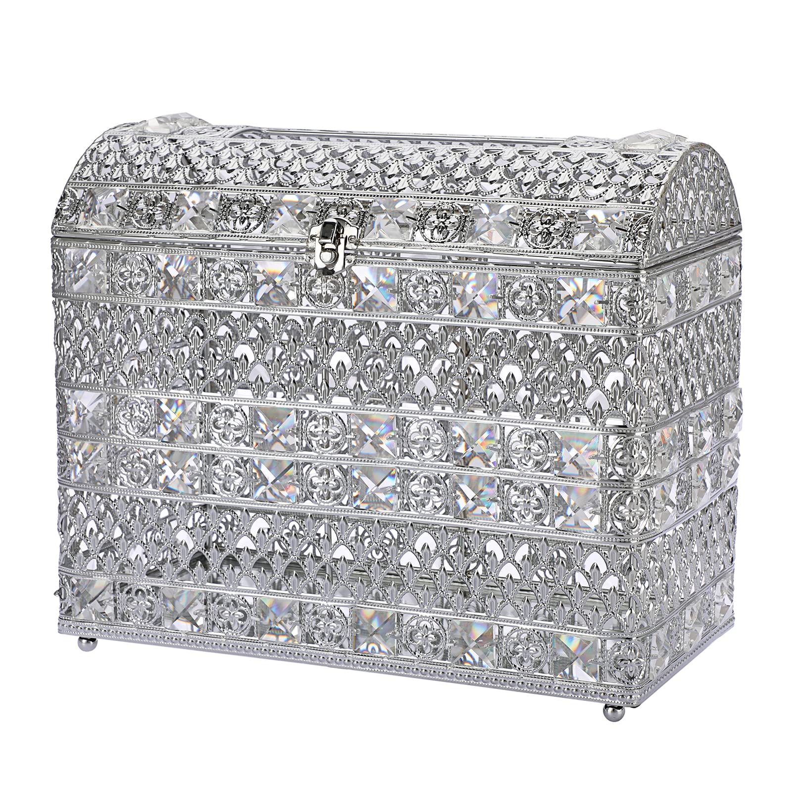 ELLDOO Crystal Wedding Card Box with Lid, Vintage Money Card Box ...