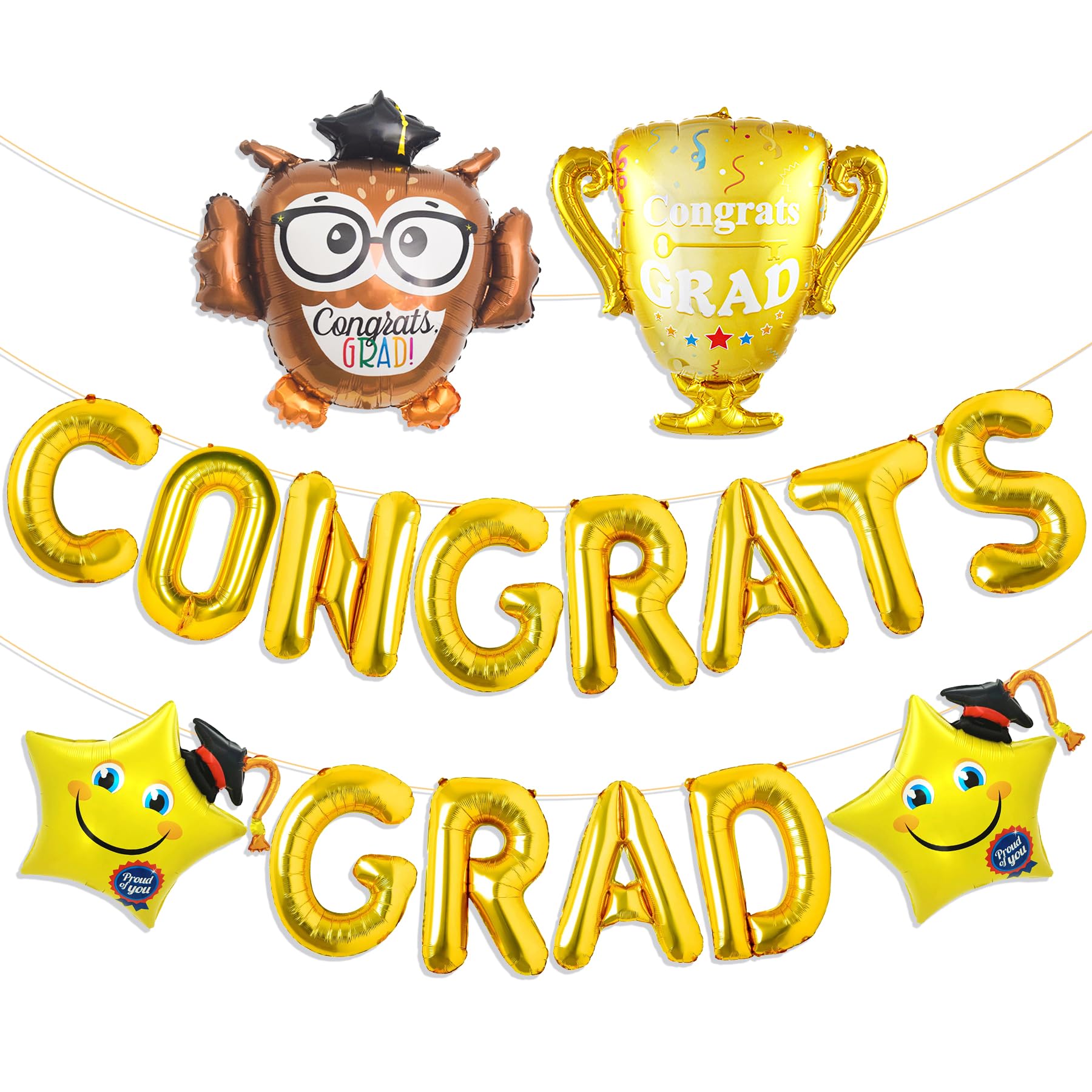 Stcomart 16 Inch Congrats Grad Banner Balloons Kit Contains Congrats ...