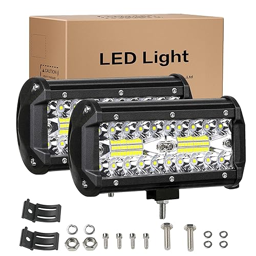 7 Inch LED Light Bar 120W 12000LM Fog Lights Off-Road LED Pods ...