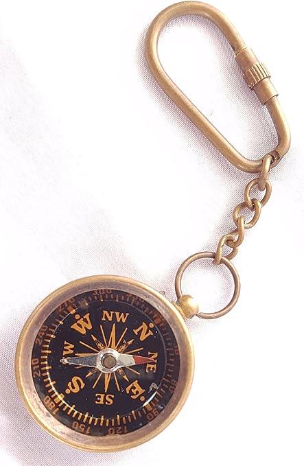 Amazon.com: Brass Nautical Keychain Marine Compass Keychain Assorted ...