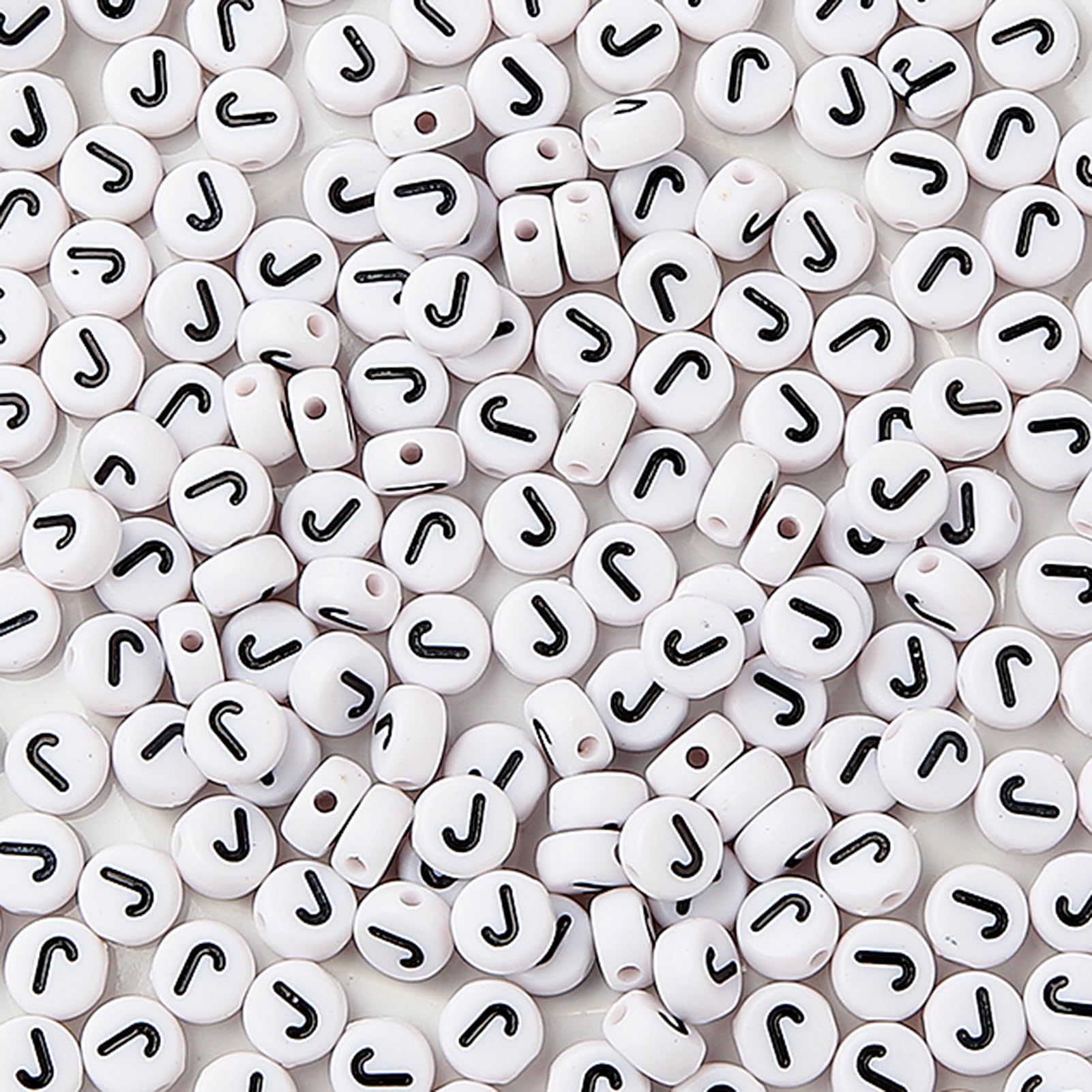 CYEENUT 200pcs Round Letter Beads Small Letter Beads White Black ...