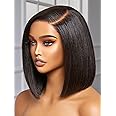 Amazon.com : LUVME HAIR 10 Inch Light Yaki Straight Bob Wig Human Hair, Undetectable HD Lace ...