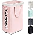 Amazon.com: Goodpick Laundry Basket with Wheels, Dorm Room Essentials ...