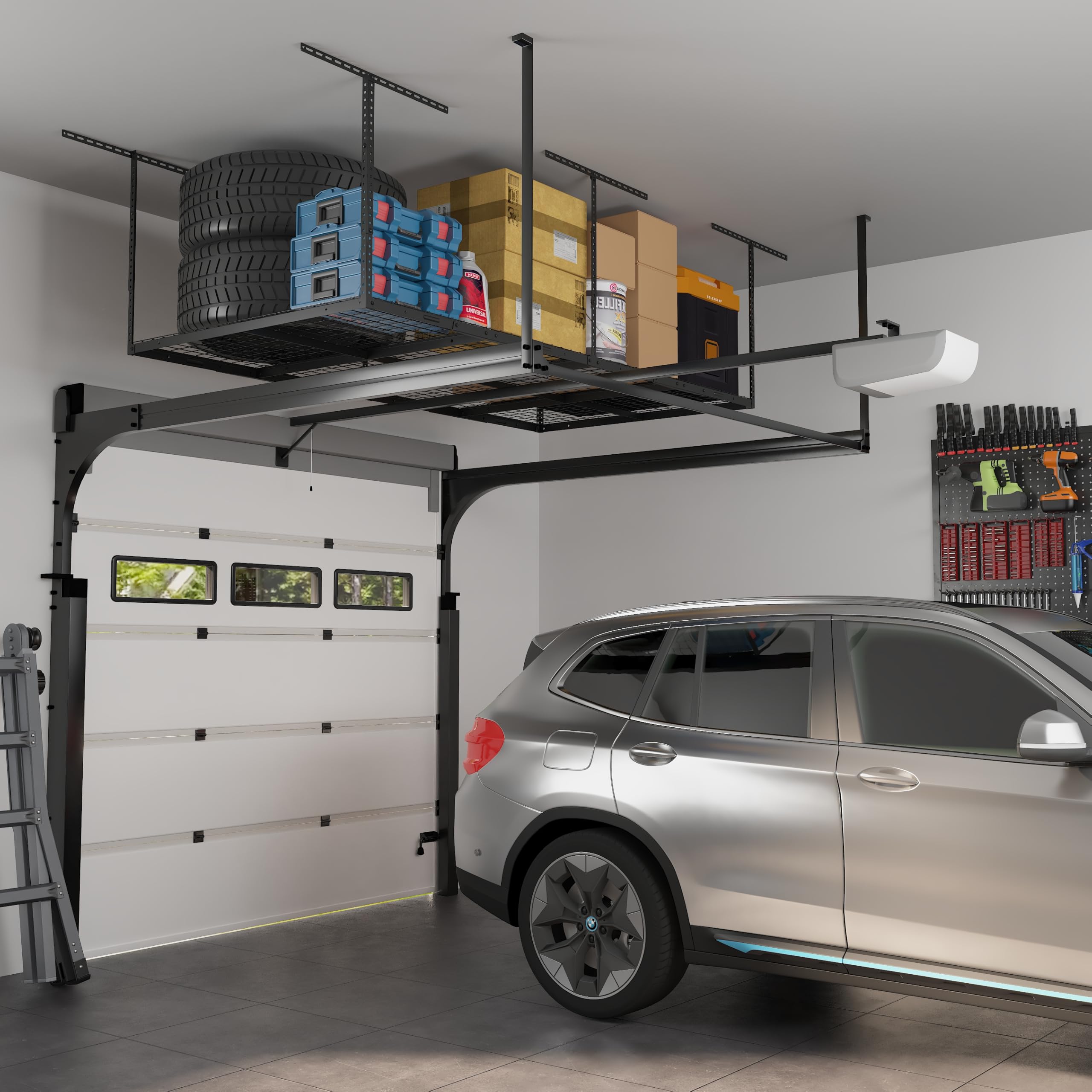 FLEXIMOUNTS 4x8 Overhead Garage Storage Rack, Adjustable Garage Storage ...
