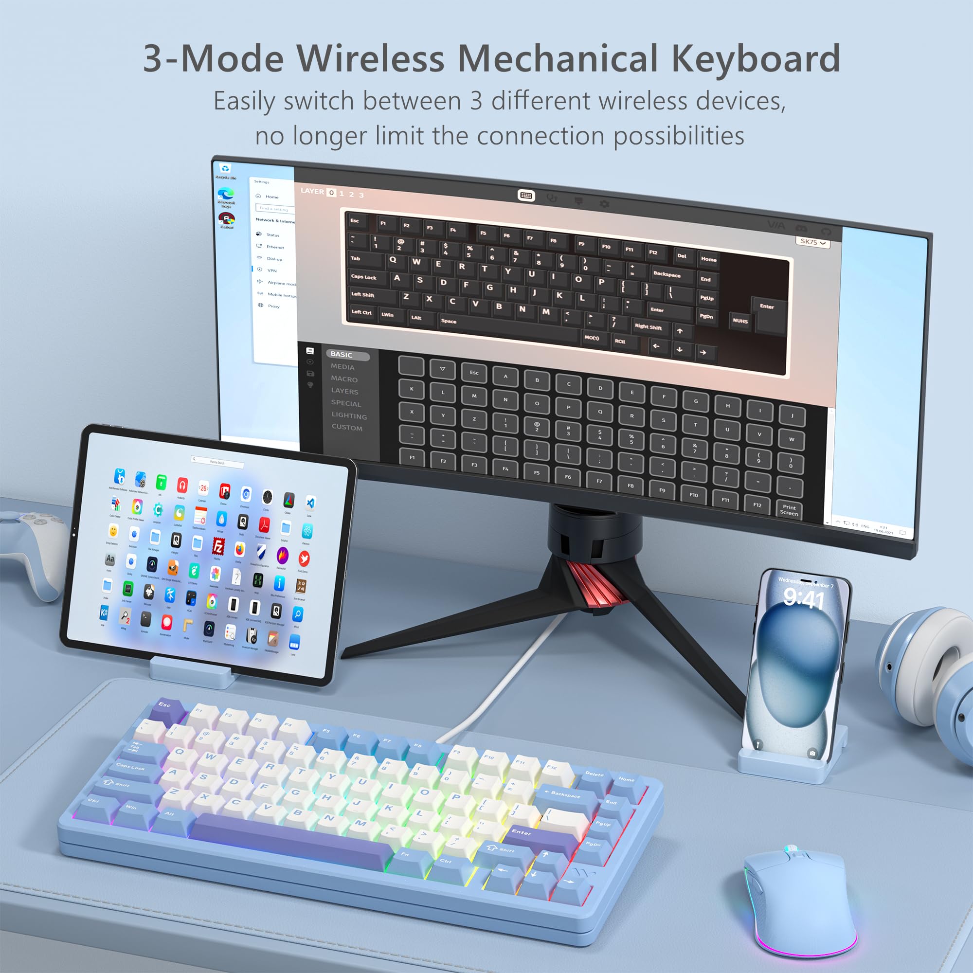 Mua Womier SK75 75% Keyboard with Full Aluminum Wireless Mechanical ...