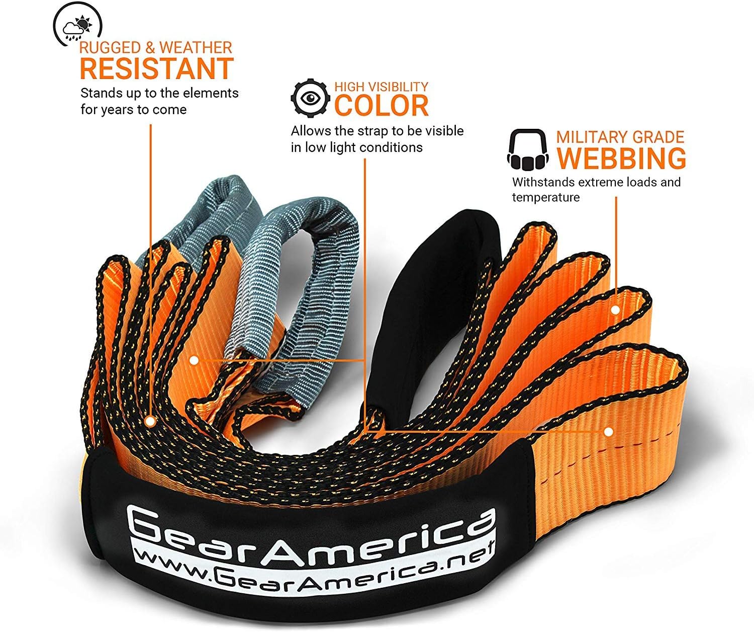 GearAmerica 2PK Tree Saver Winch Strap 3″ x8′ | Heavy Duty 35000 lbs ...