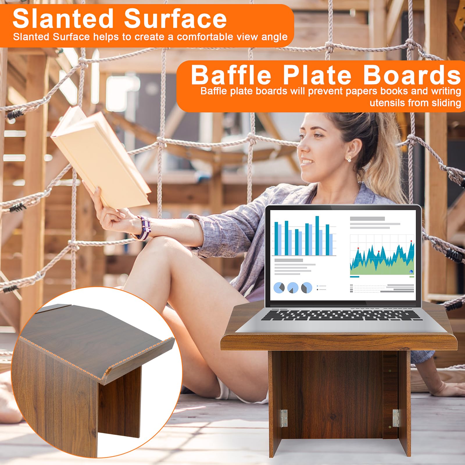 Nisorpa Foldable Tabletop Lectern, Podium Stand With Bookstop Portable ...