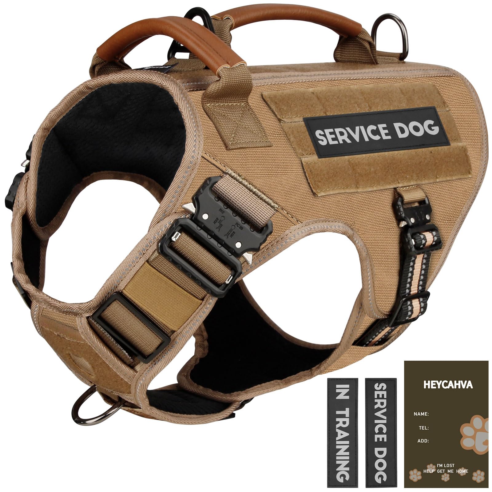 Tactical Dog Harness - HEYCAHVA Service Dog Vest Full Metal Buckles Dog ...