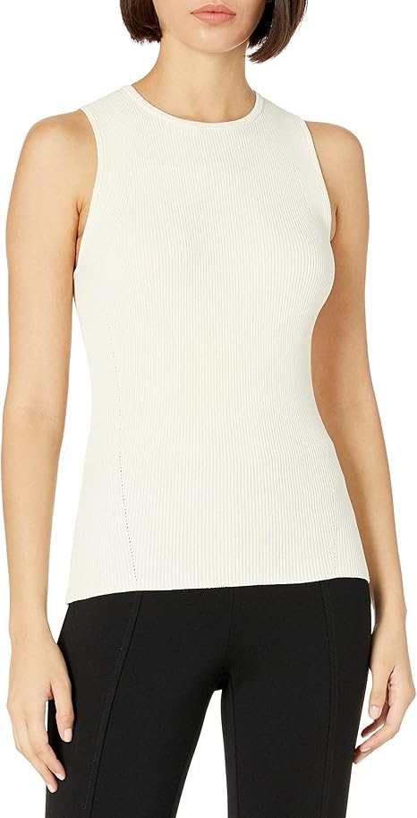 ANNE KLEIN Women's Crew Neck Ribbed Sleeveless Sweater Shell Pullover ...