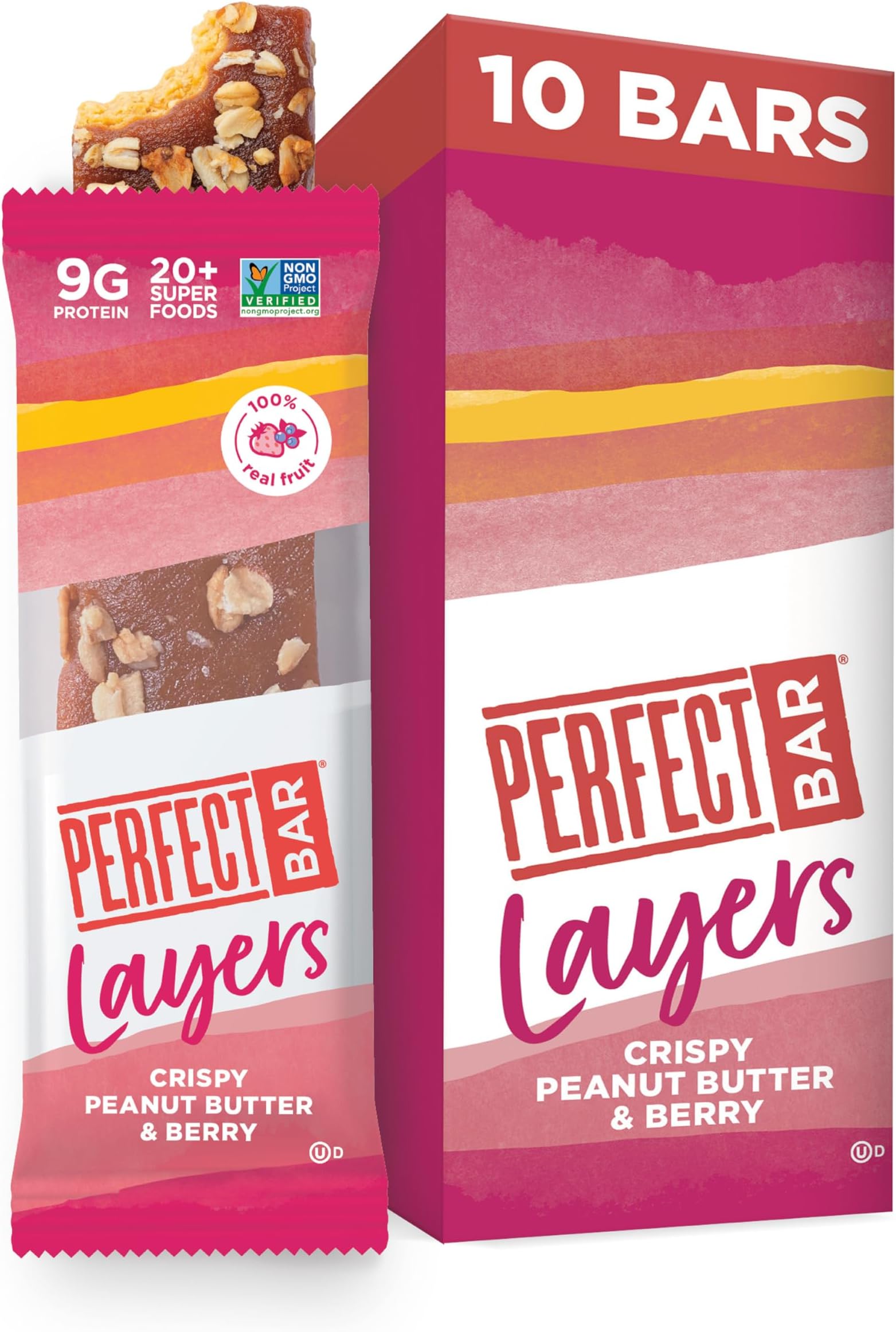 Perfect Bar Layers Crispy Peanut Butter & Berry Bar, Protein Snack ...