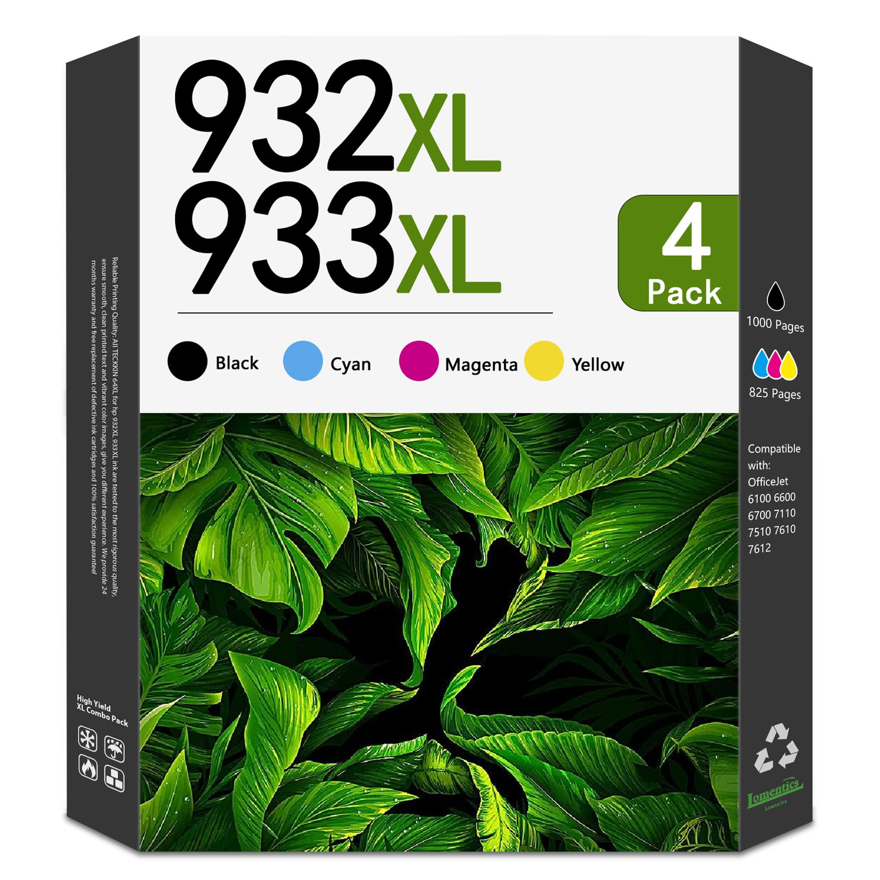932XL 933XL Ink Cartridge Combo Pack (4 Pack,1Black/1Cyan/1Magenta ...