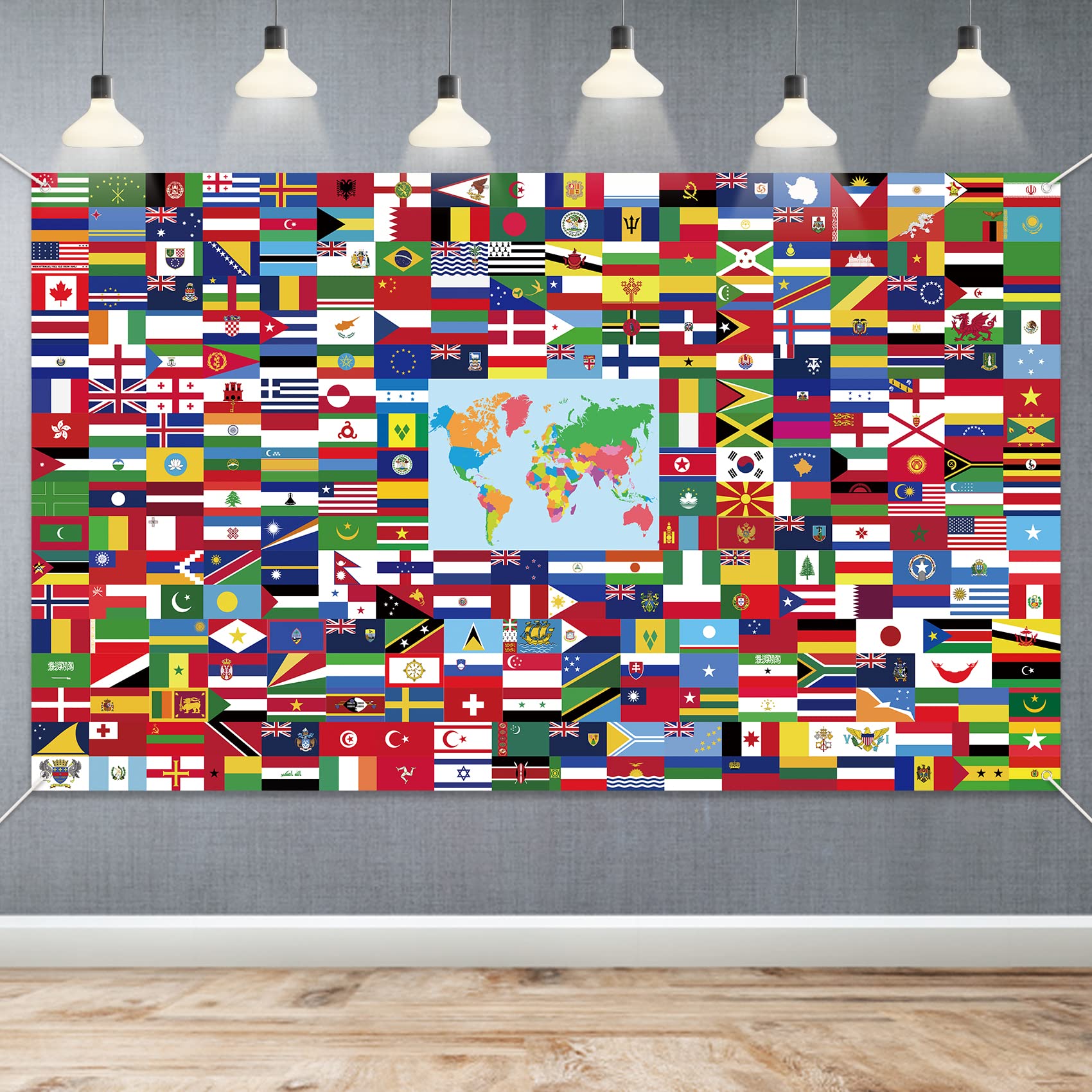 Mua World Flag Banner, 5x3ft Fabric Country Flags Backdrop ...
