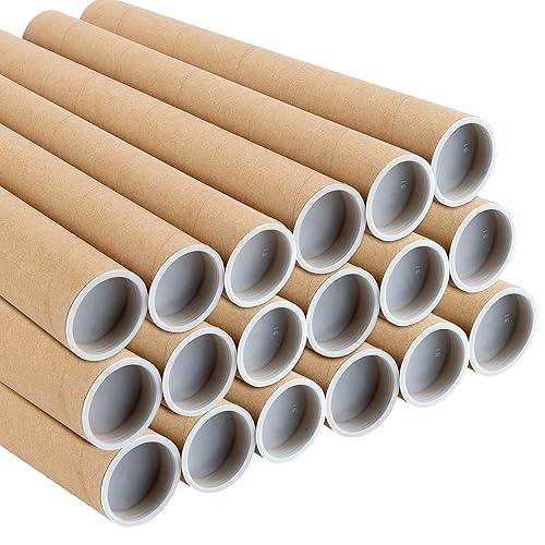 FUNSUEI 18 PCS 2 x 16 Inch Brown Kraft Mailing Tubes with Caps ...