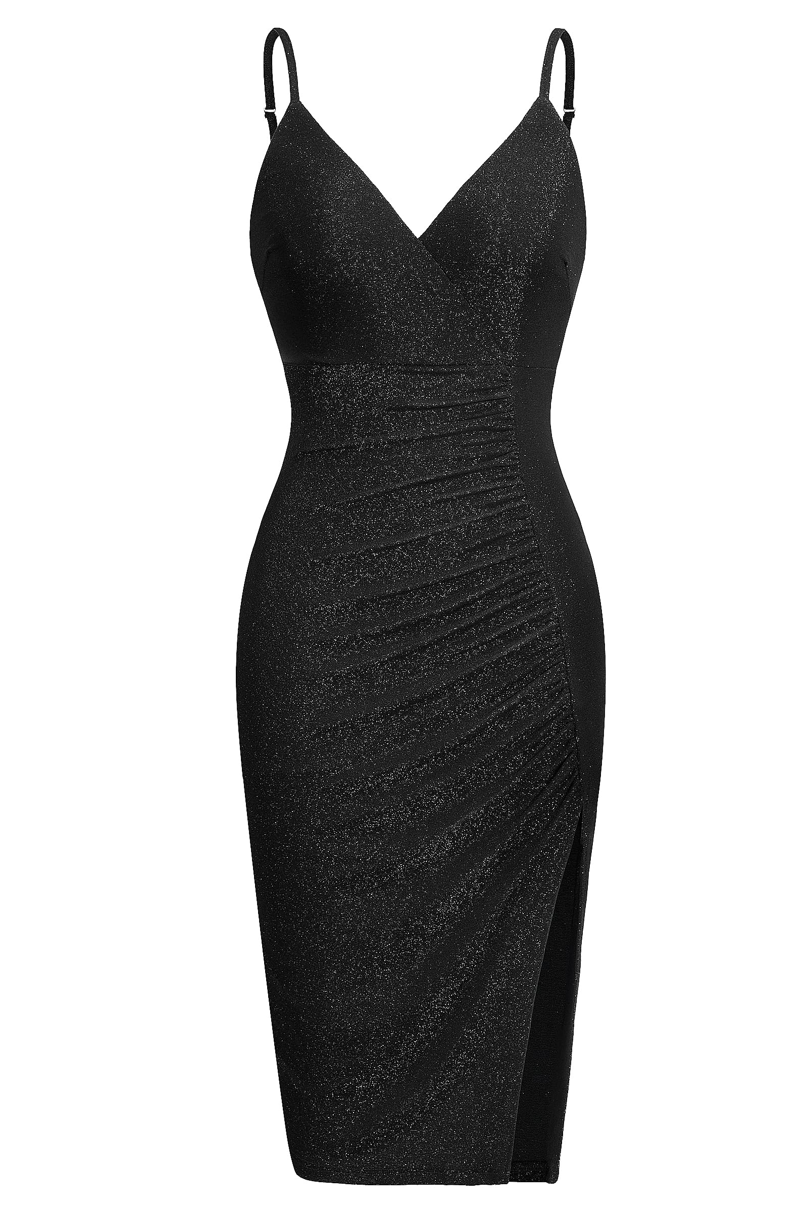 oten Sparkly Little Black Dress for Women Spaghetti Straps Sleeveless ...