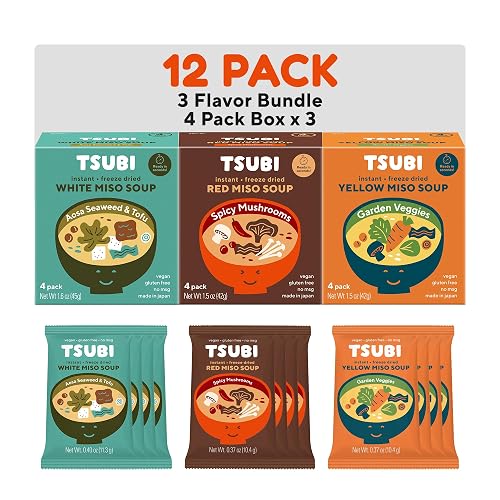 Tsubi Soup Freeze-Dried Japanese Miso Soup Packets - Instant, Vegan ...