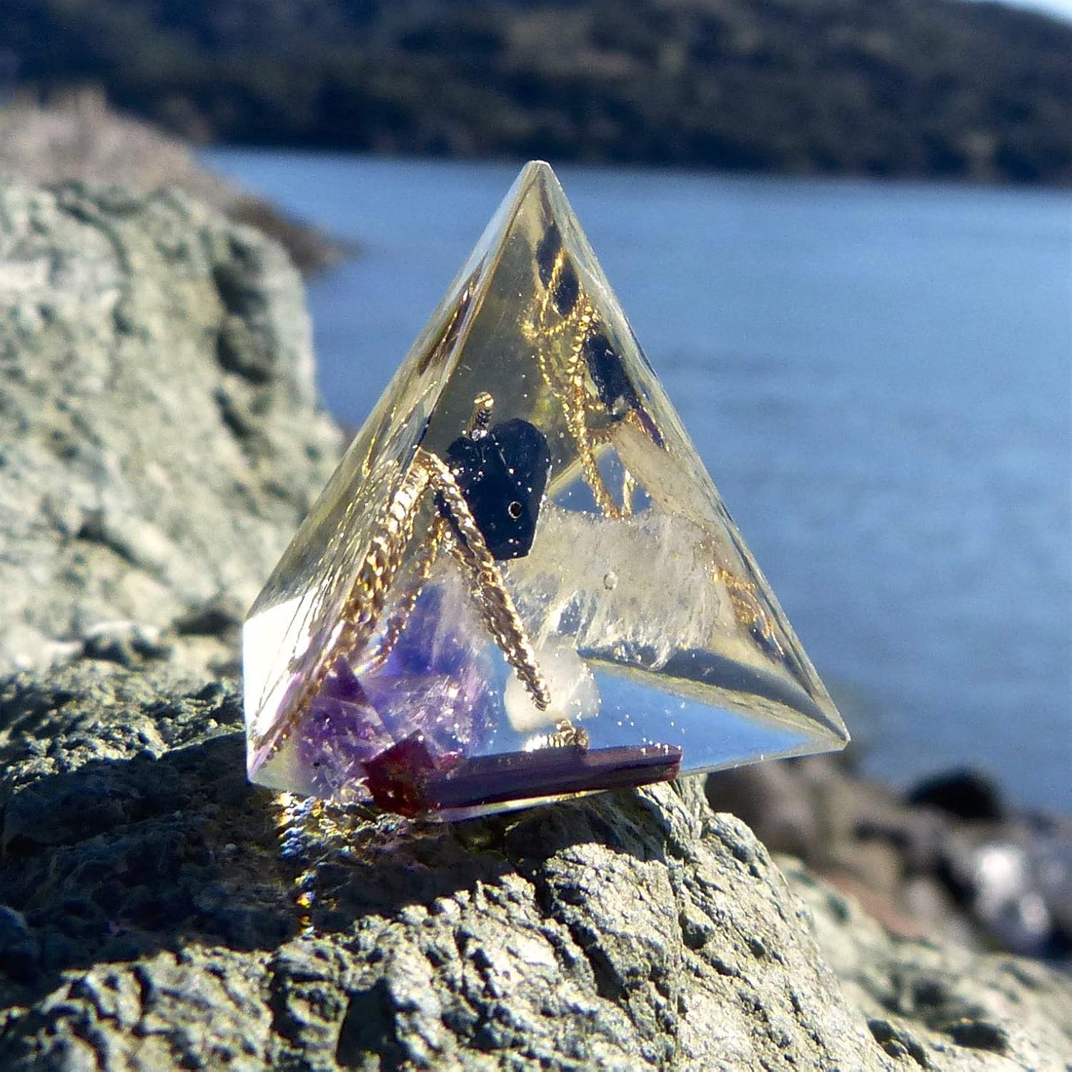 Amazon.com: #3 Vortex 3-Sided Mini Pyramid with Rutile, Amethyst, Topaz ...