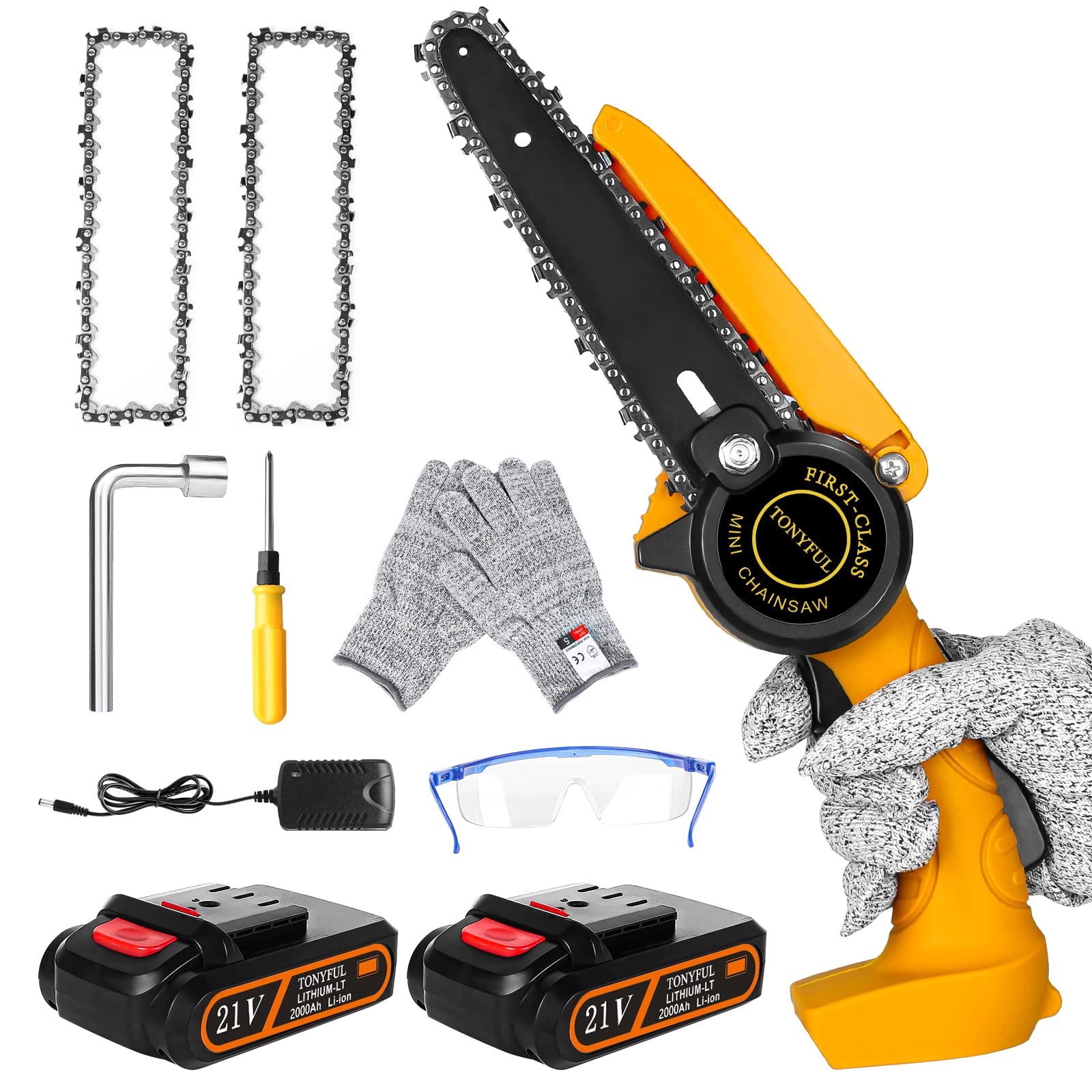 Mua Mini Chainsaw, TONYFUL 6-Inch Cordless Chainsaw with 2 Battery and ...