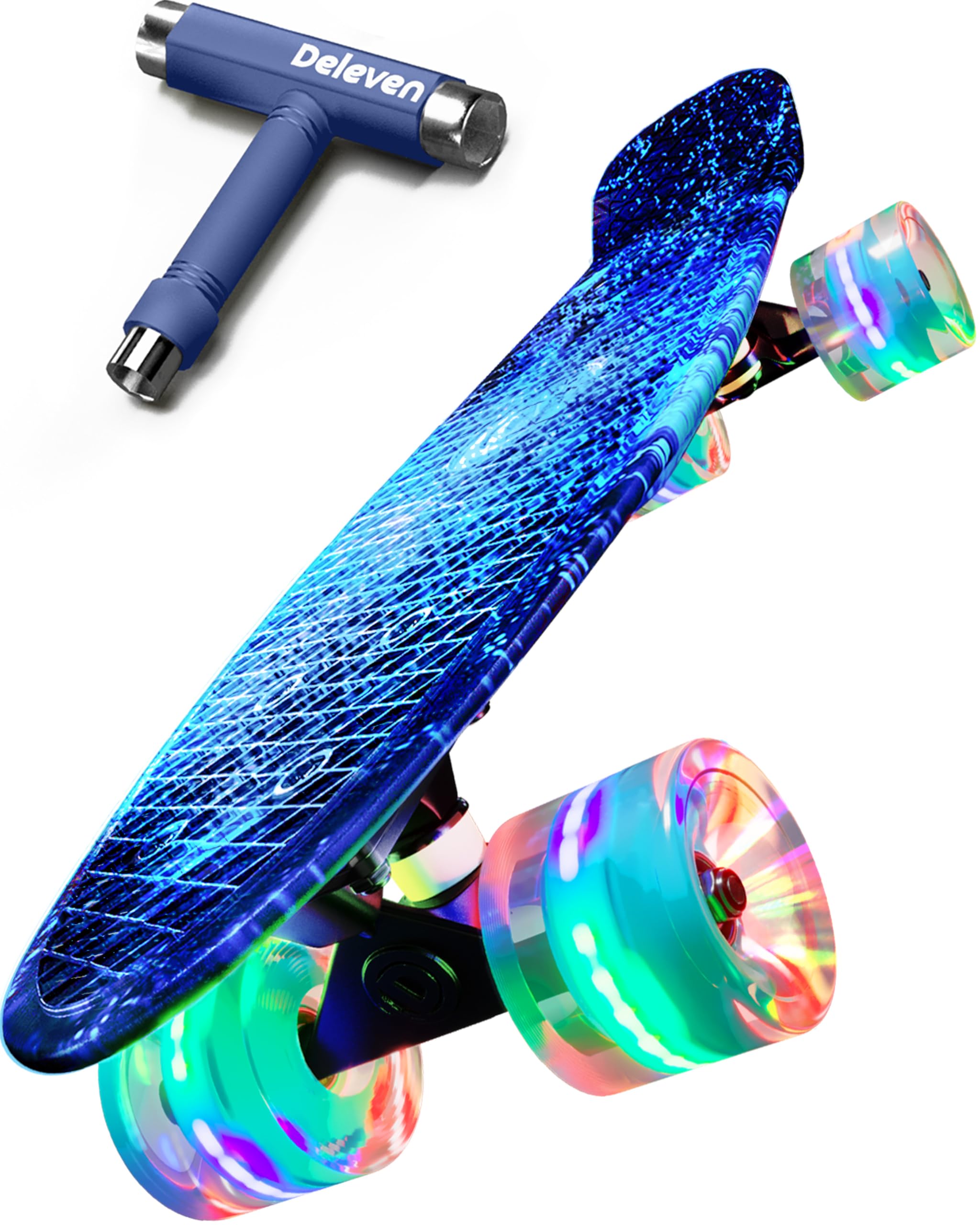 Deleven 22" Skateboard with Bright LED Wheels, Skate Tool, ABEC 7 ...