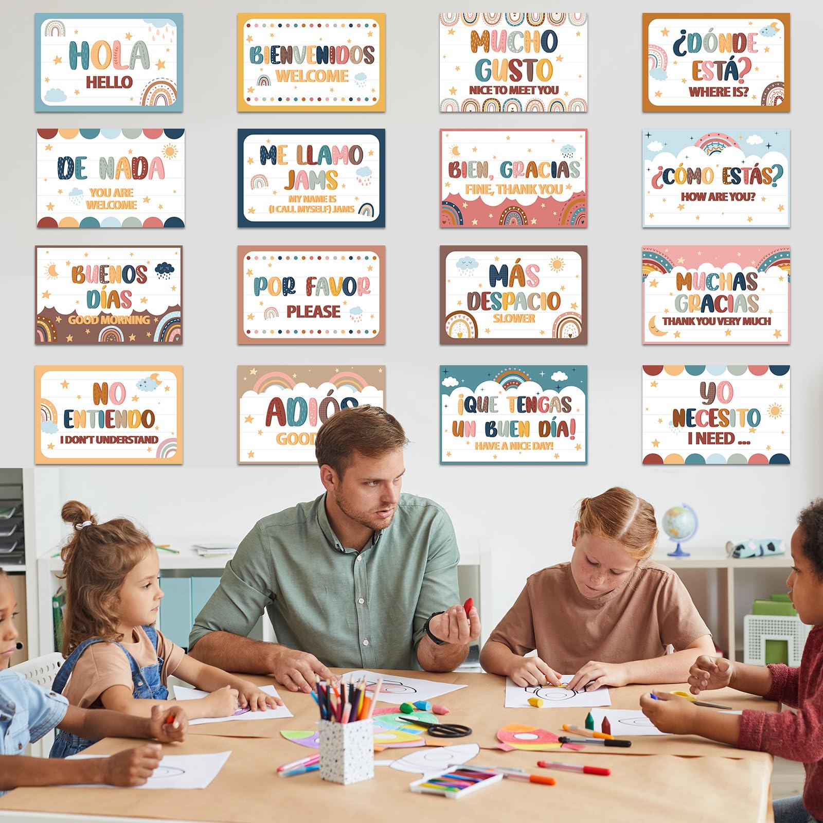 Mua gisgfim 16 Pcs Spanish Words and Phrases Poster Set Spanish Phrases ...