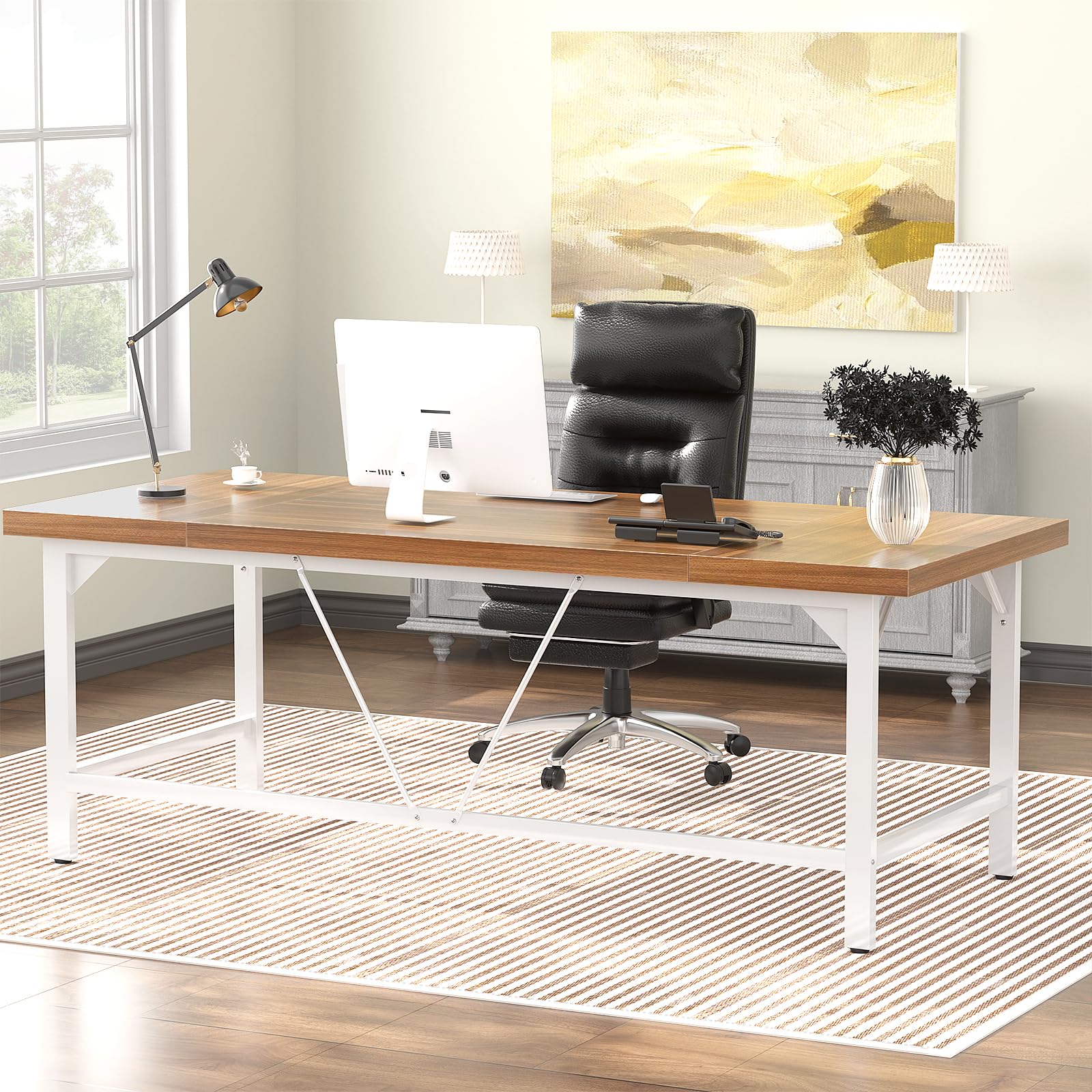 Unikito 70.8 Inch Extra Long Computer Desk, Heavy Duty Large Office ...