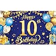 Amazon.com: KatchOn, Gold and Blue Happy 10th Birthday Banner - 72x44 ...