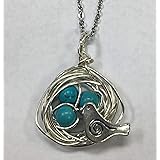 Amazon.com: Robins Nest or Bird's Nest Pendant with 2 Turquoise Eggs on ...