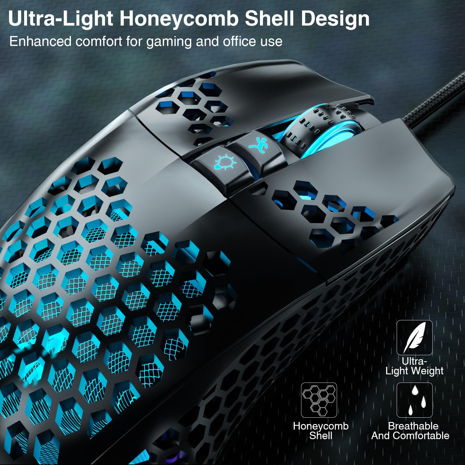 Mua RGB Wired Gaming Mouse with Honeycomb Shell,Adjustable 12800 DPI,7 ...