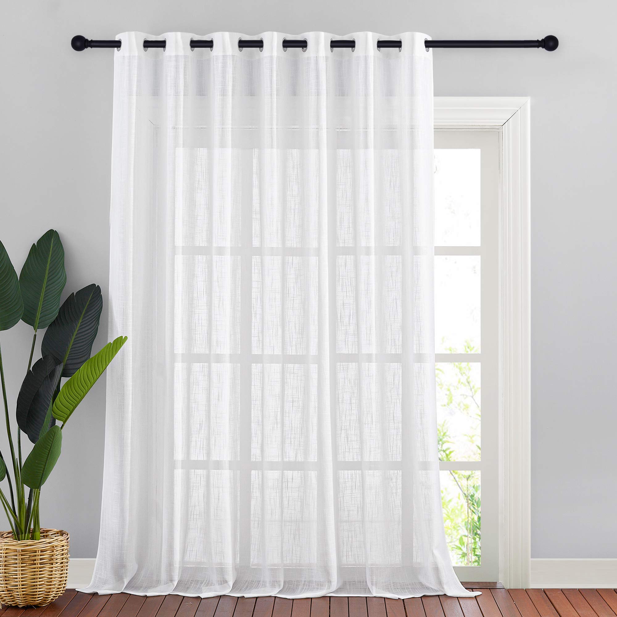 NICETOWN Extra Large White Sheer Curtain - 108" Length Semi-Sheer ...