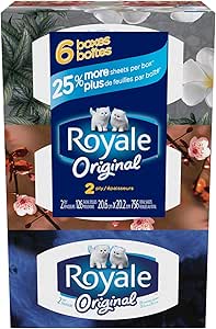 Royale Original 2 Ply Facial Tissue, Soft & Strong, 6 Tissue Boxes, 126 ...