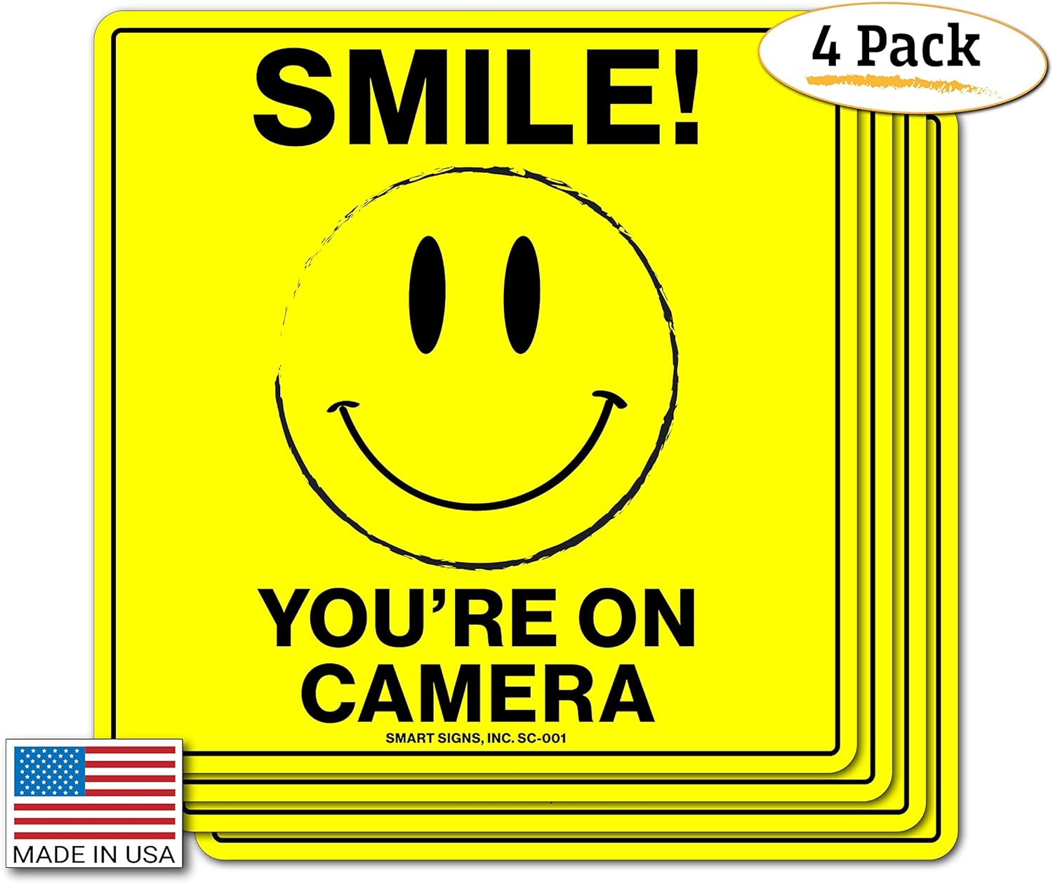 Amazon.com: (4 Pack) Smile You're On Camera Video Surveillance Sticker ...