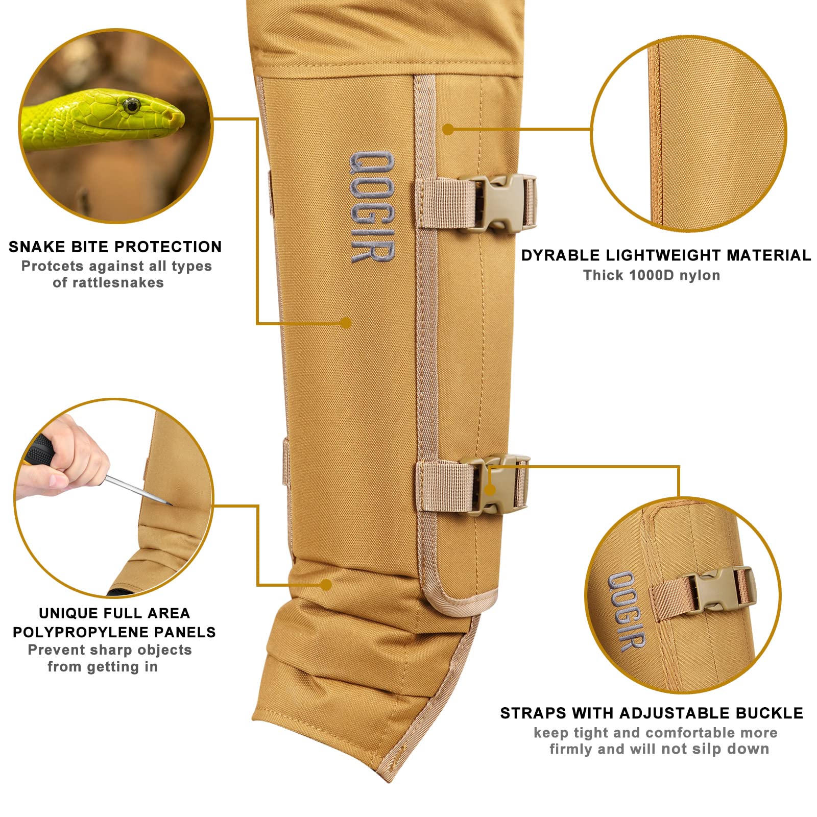 QOGIR Snake Guard Protection Chaps: Snake Bite Protection For Ankle To ...
