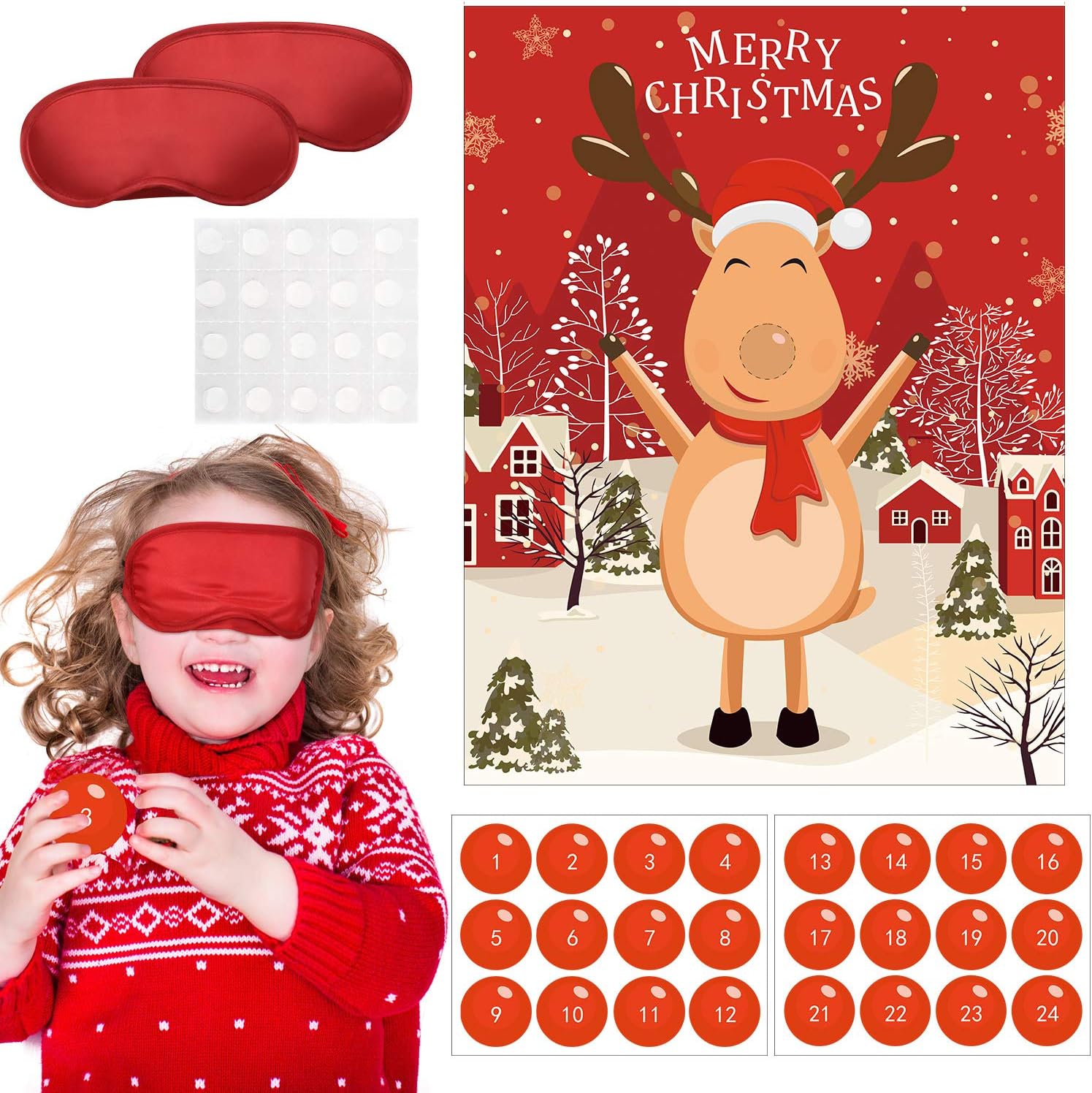 Christmas Party Pin Games Set Pin The Nose on The Snowman Pin The Beard ...