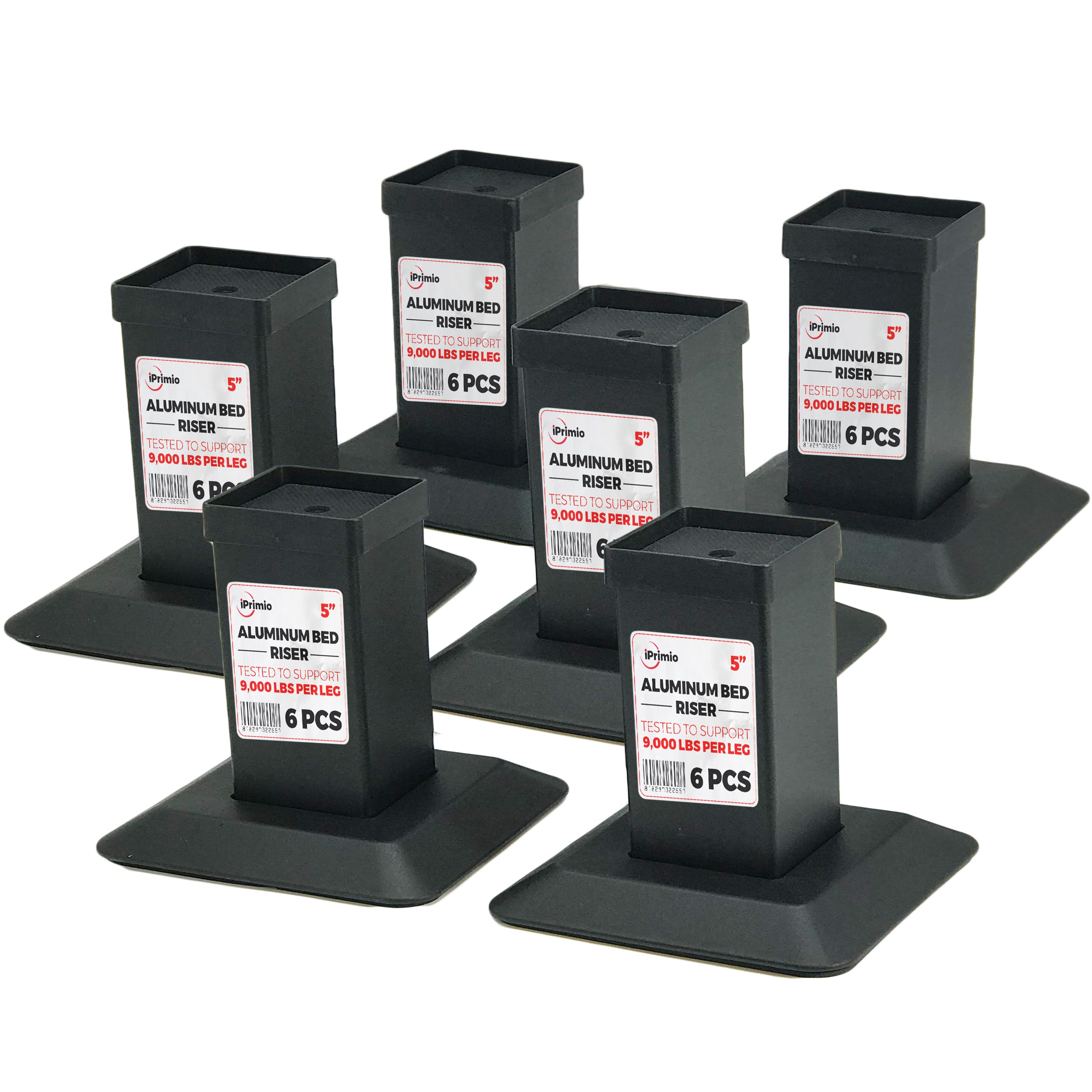 IPrimio Aluminum Bed Risers Heavy Duty Metal, 5 Inch Lift, 6 Pack, Up ...