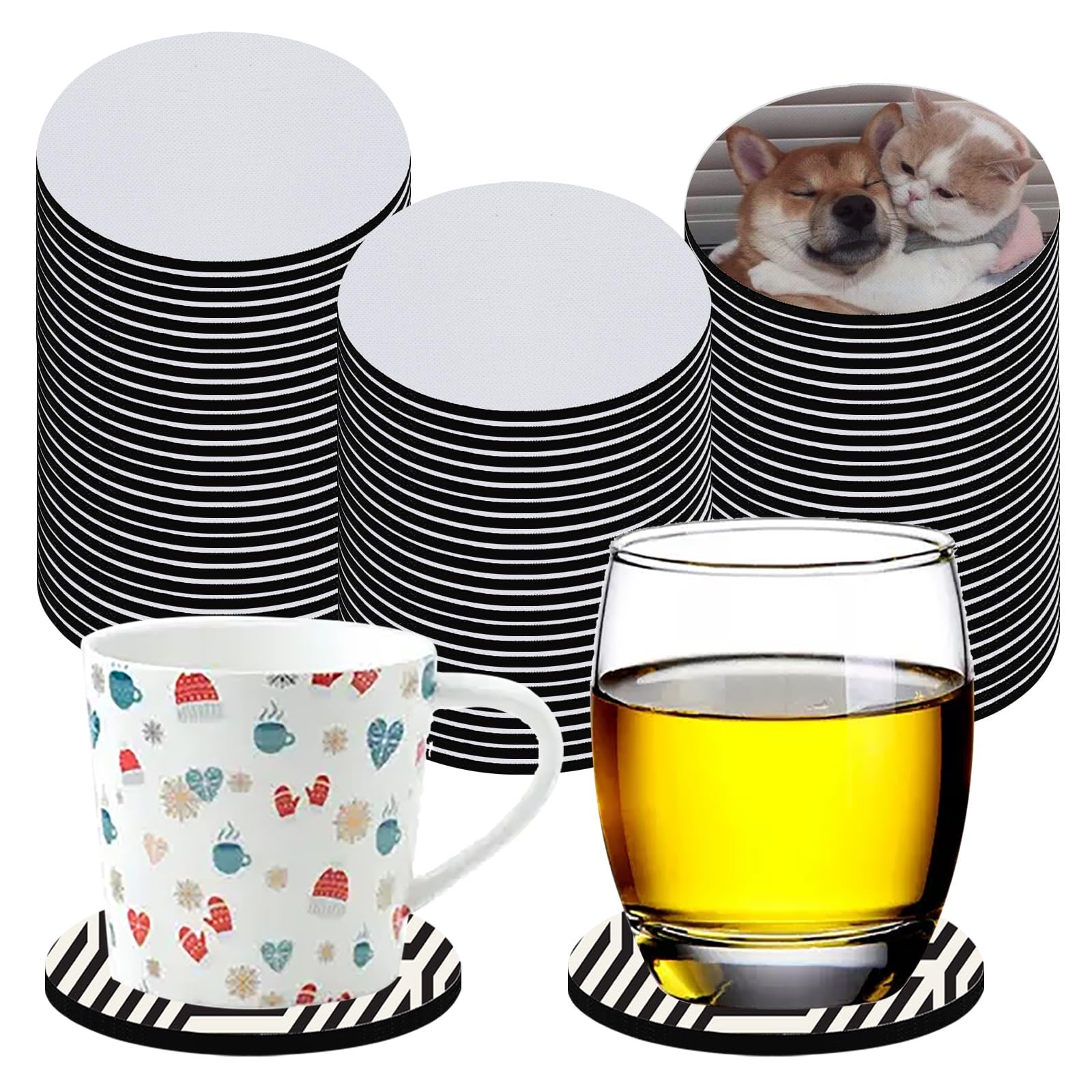 80 PCS Sublimation Blank Cup Coasters Bulk, 4x4 Inch Round Blank Cup ...