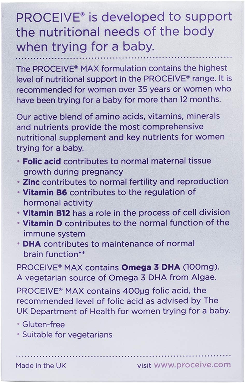 Proceive Advanced Female Fertility – Maximum Strength Pregnancy Vitamin ...