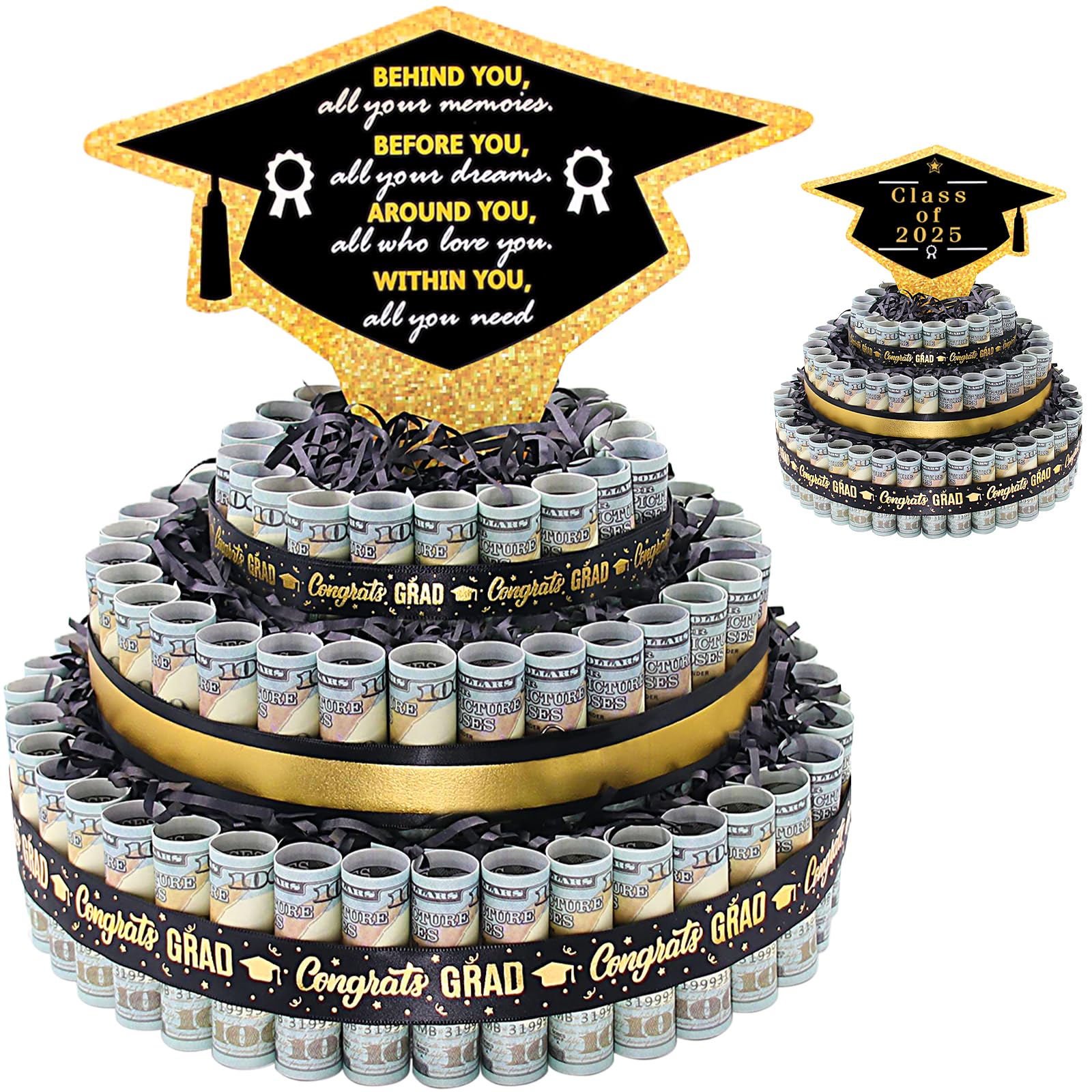 2025 Graduation Gifts, 3 Tier Graduation Cake Filled with Cash Money ...