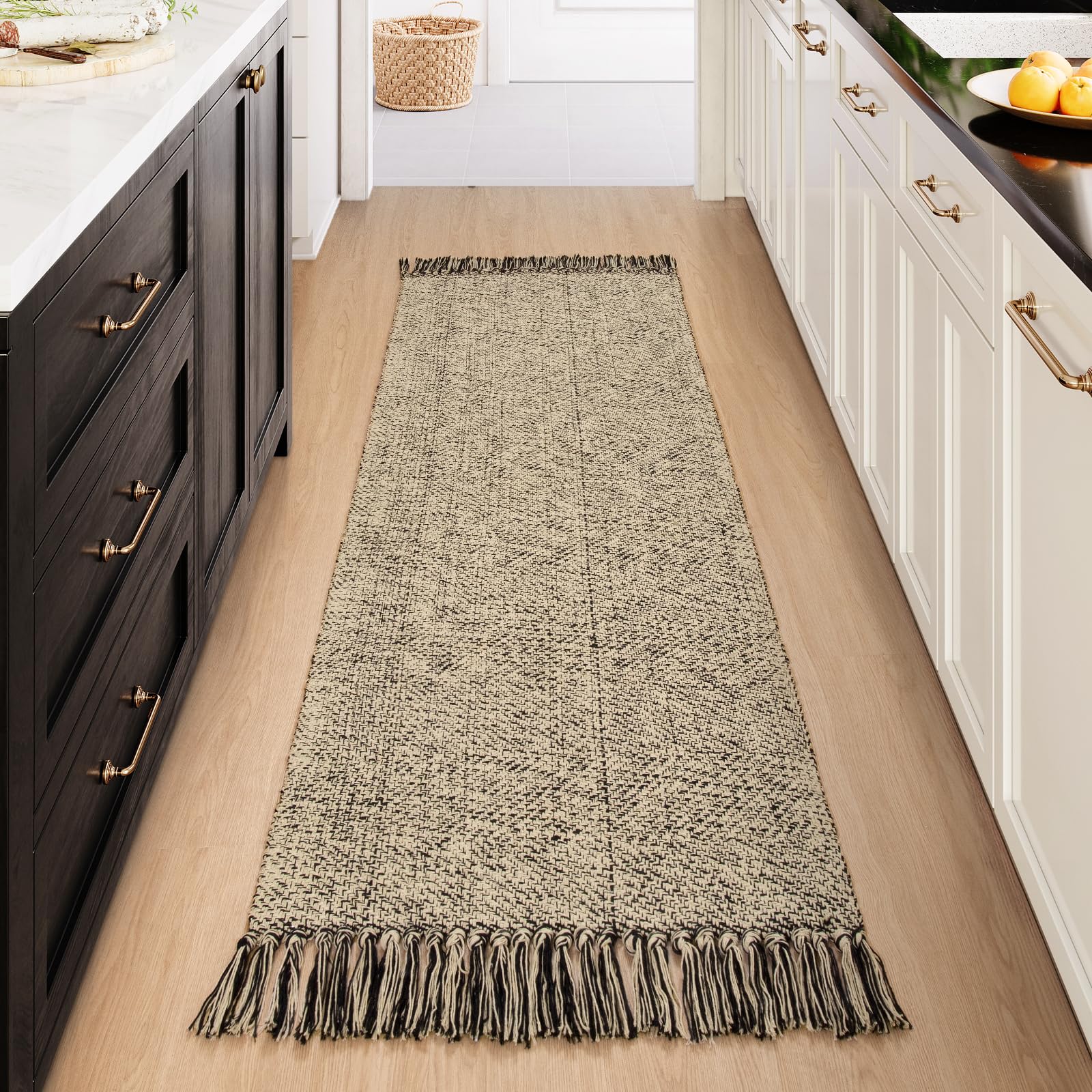 Collive Farmhouse Hallway Runner Rug, 2x6 Hand-Woven Reversible ...