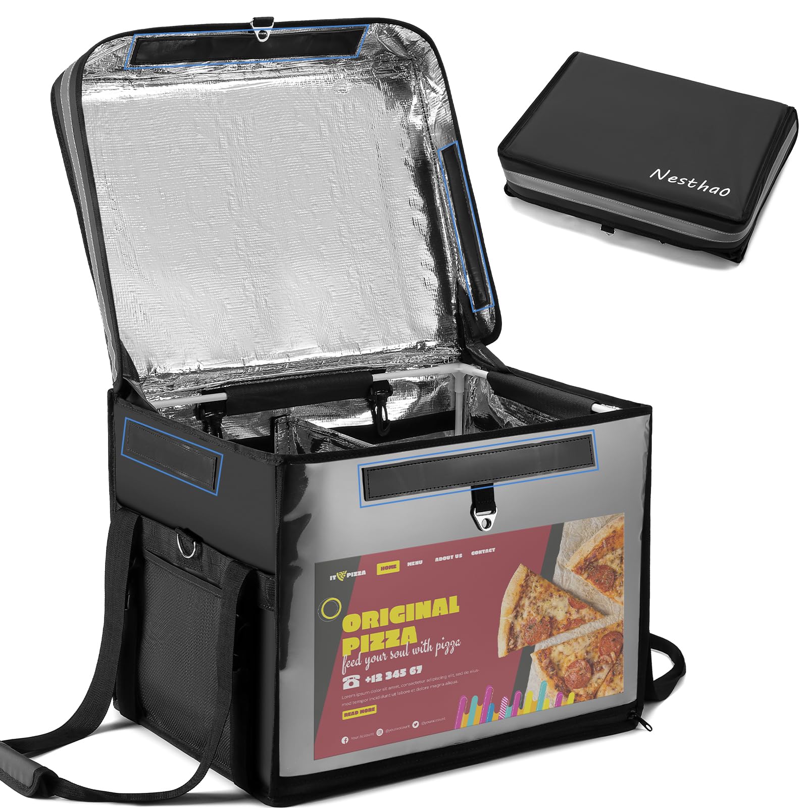 Nesthao Insulated Food Delivery Bag for Delivery,Magnetic Catering ...