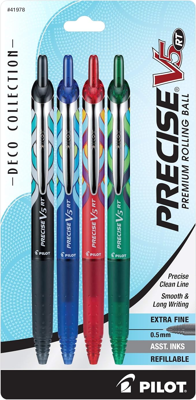 Pilot Precise V5 RT Deco Collection Retractable Rolling Ball Pens ...
