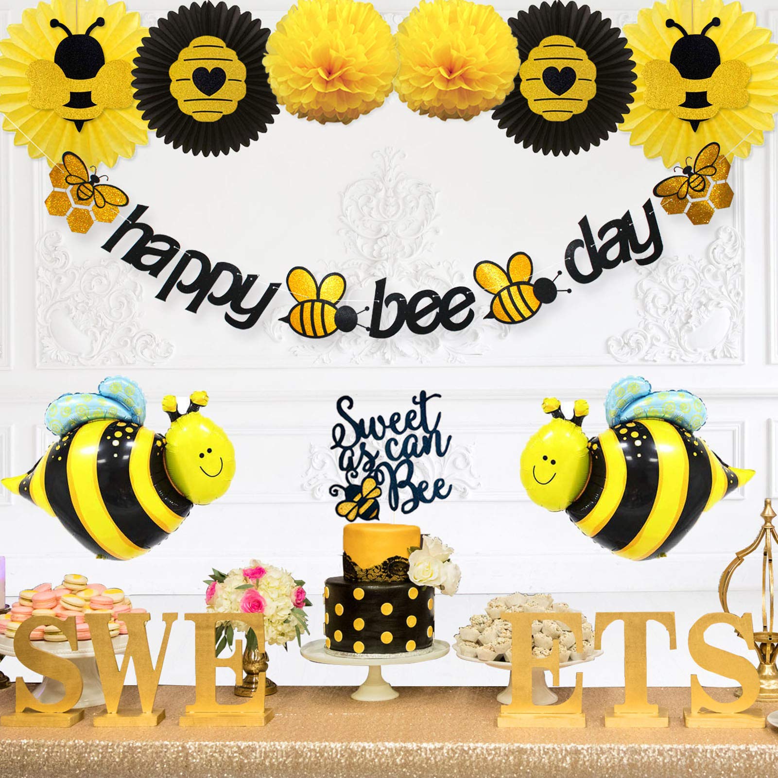 Party Inspo Bee Birthday Party Decorations Bumble Bee Decorations Happy ...