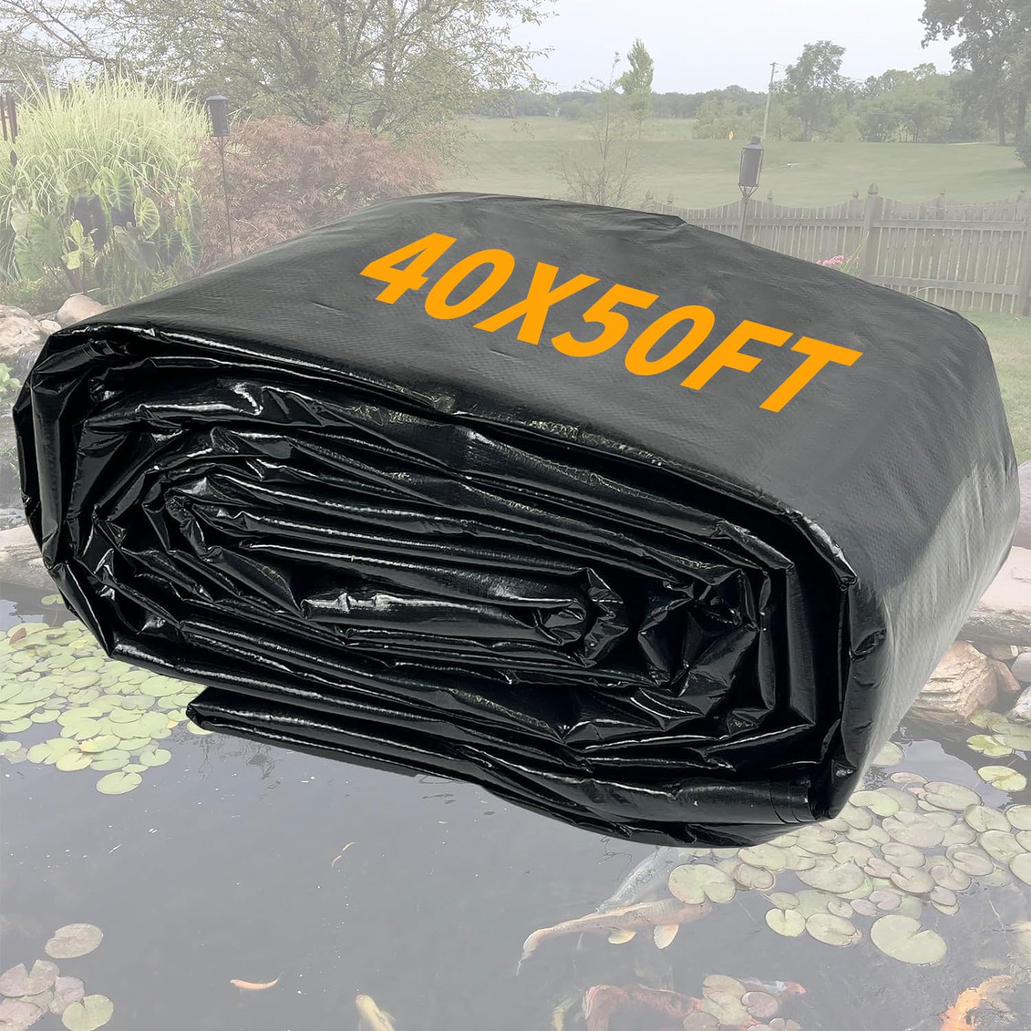 yeezoo 40X50FT Reinforced Large PE Pond Liner, KOI Pond Liners for ...