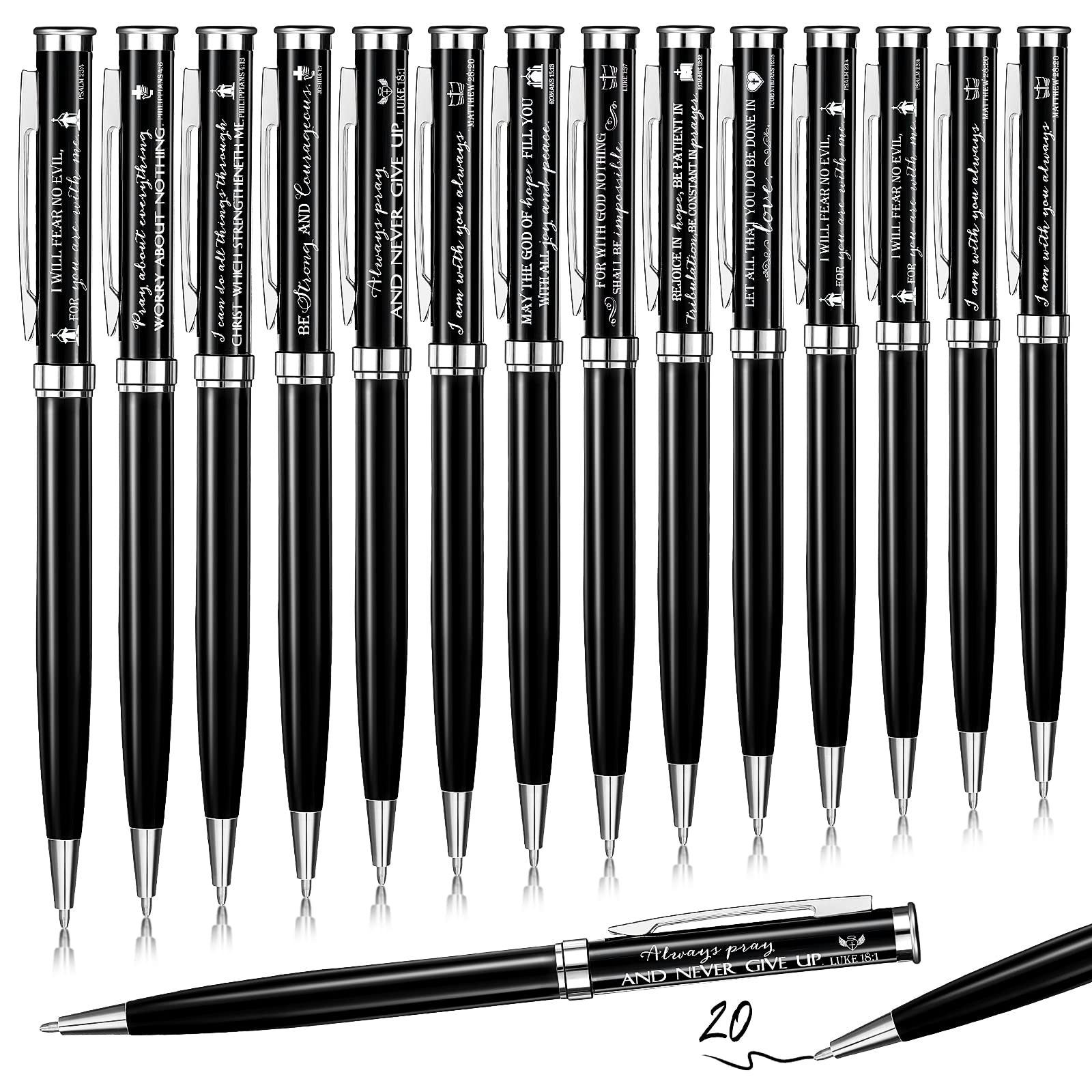 Fumete 20 Pcs Ideas Inspirational Religious Pens Bible Verse Ballpoint ...