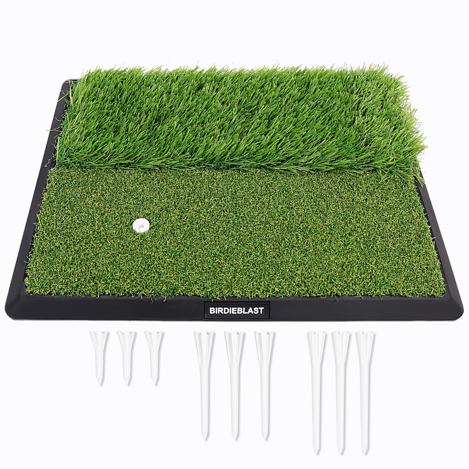 BIRDIEBLAST Professional Dual-Turf Golf Hitting Mat, Robust Rubber Base ...
