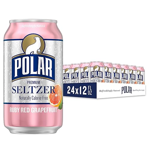 Polar Seltzer Water Ruby Red Grapefruit, 12 fl oz cans, 24 pack in ...